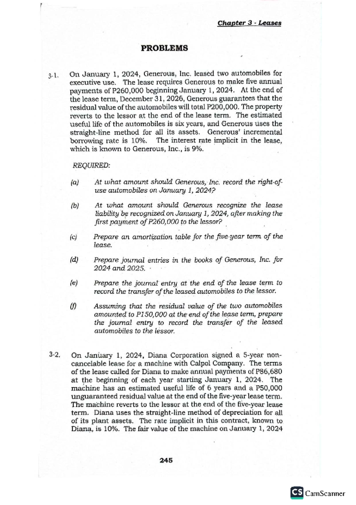 Chapter 3 Leases: Problem Set and Solutions (IA3) - Studocu