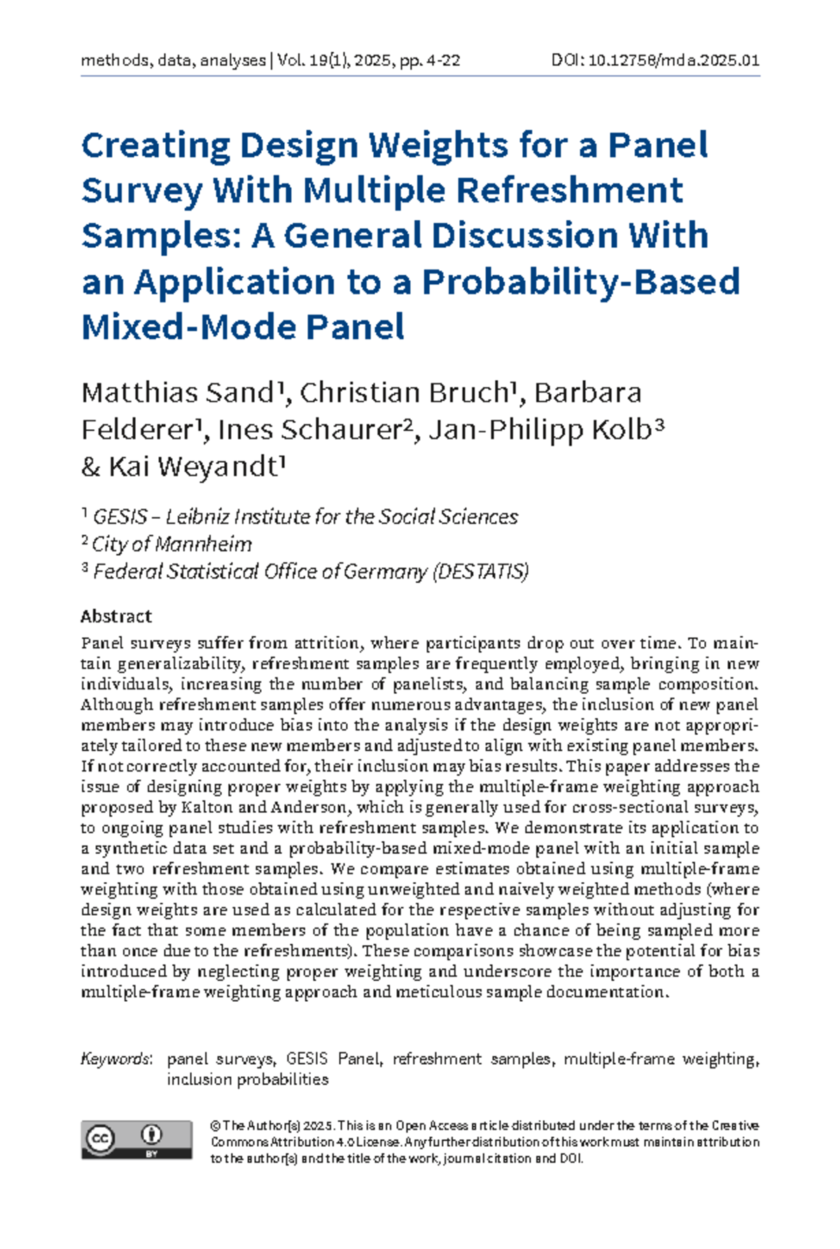 Creating Design Weights for Panel Surveys: GESIS Panel Analysis - Studocu