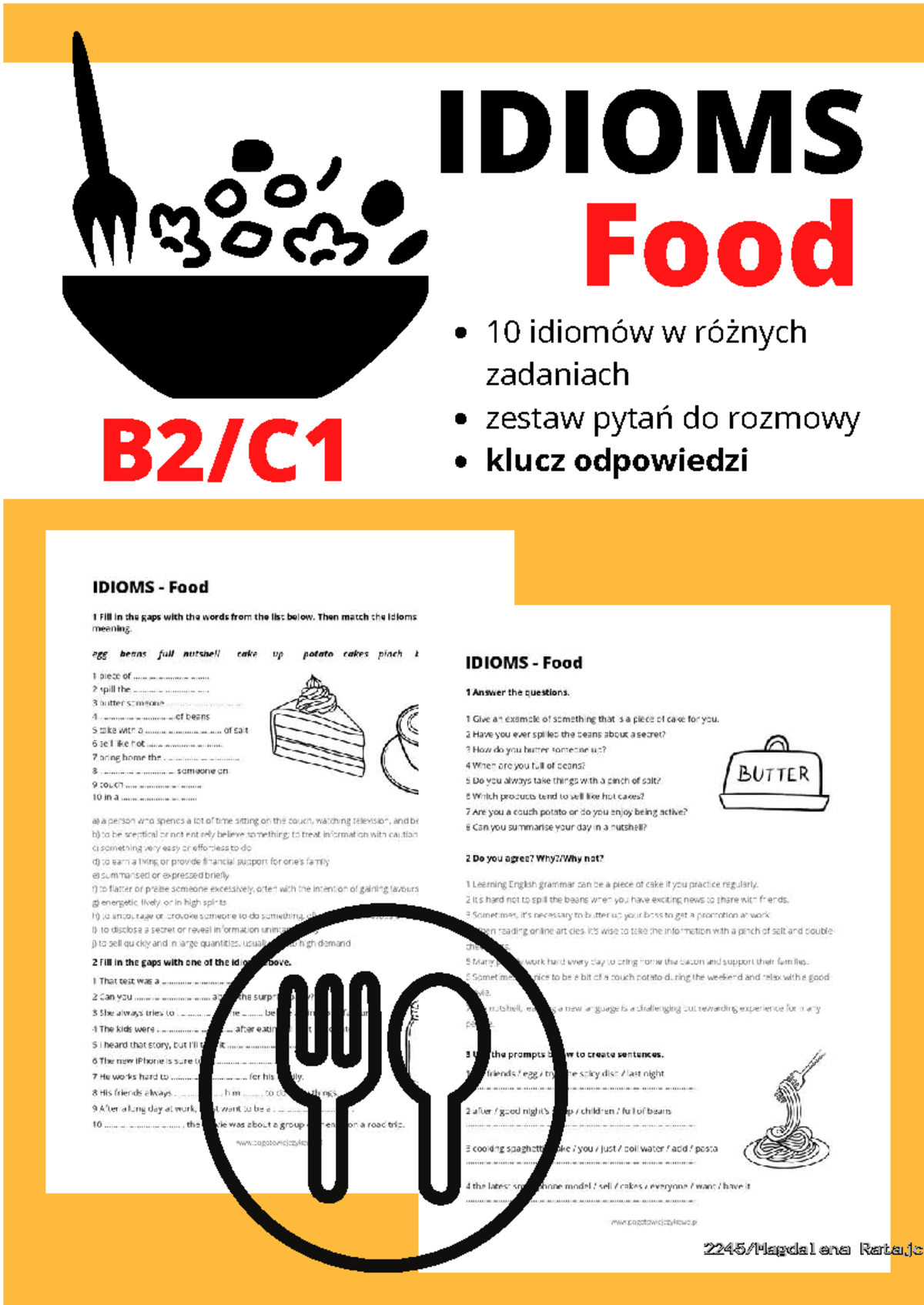 IDIOMS Food: 10 Common Expressions with Exercises and Answers - Studocu