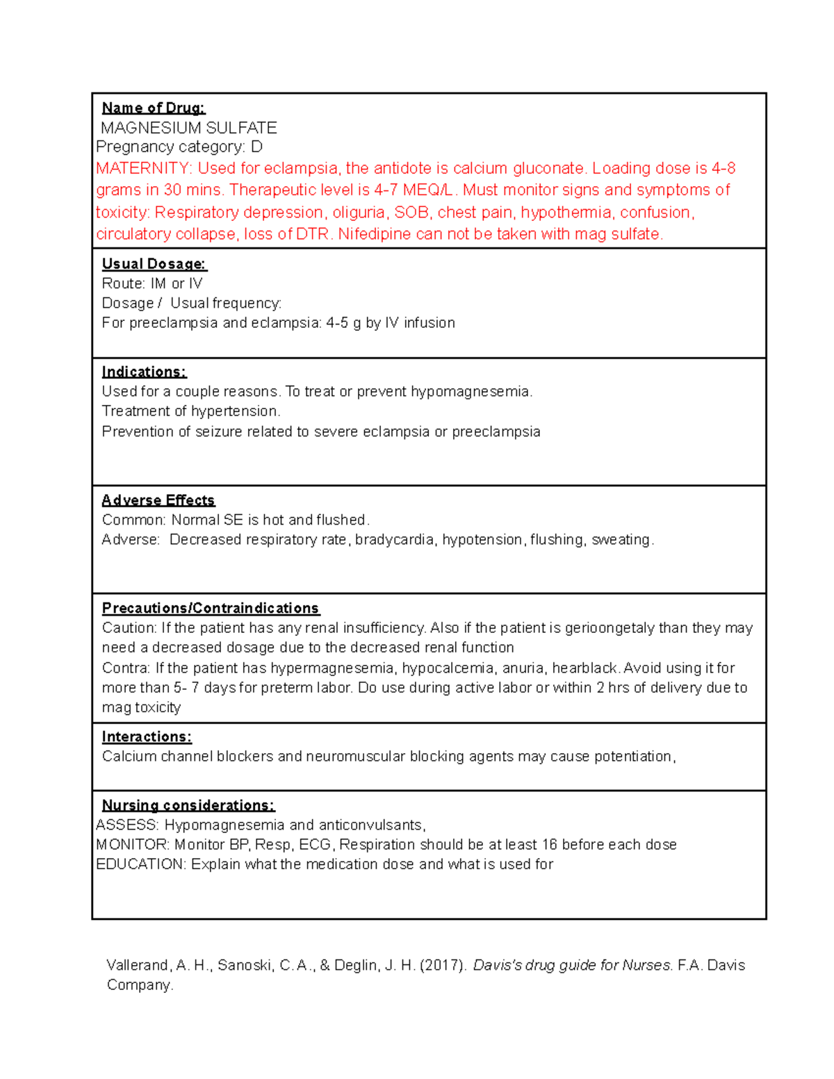 Magnesium Sulfate -2 - med cards - Name of Drug: MAGNESIUM SULFATE ...