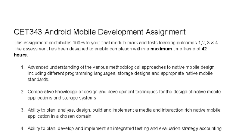 CET343 Android Mobile Development Assignment: FitLife App Project - Studocu