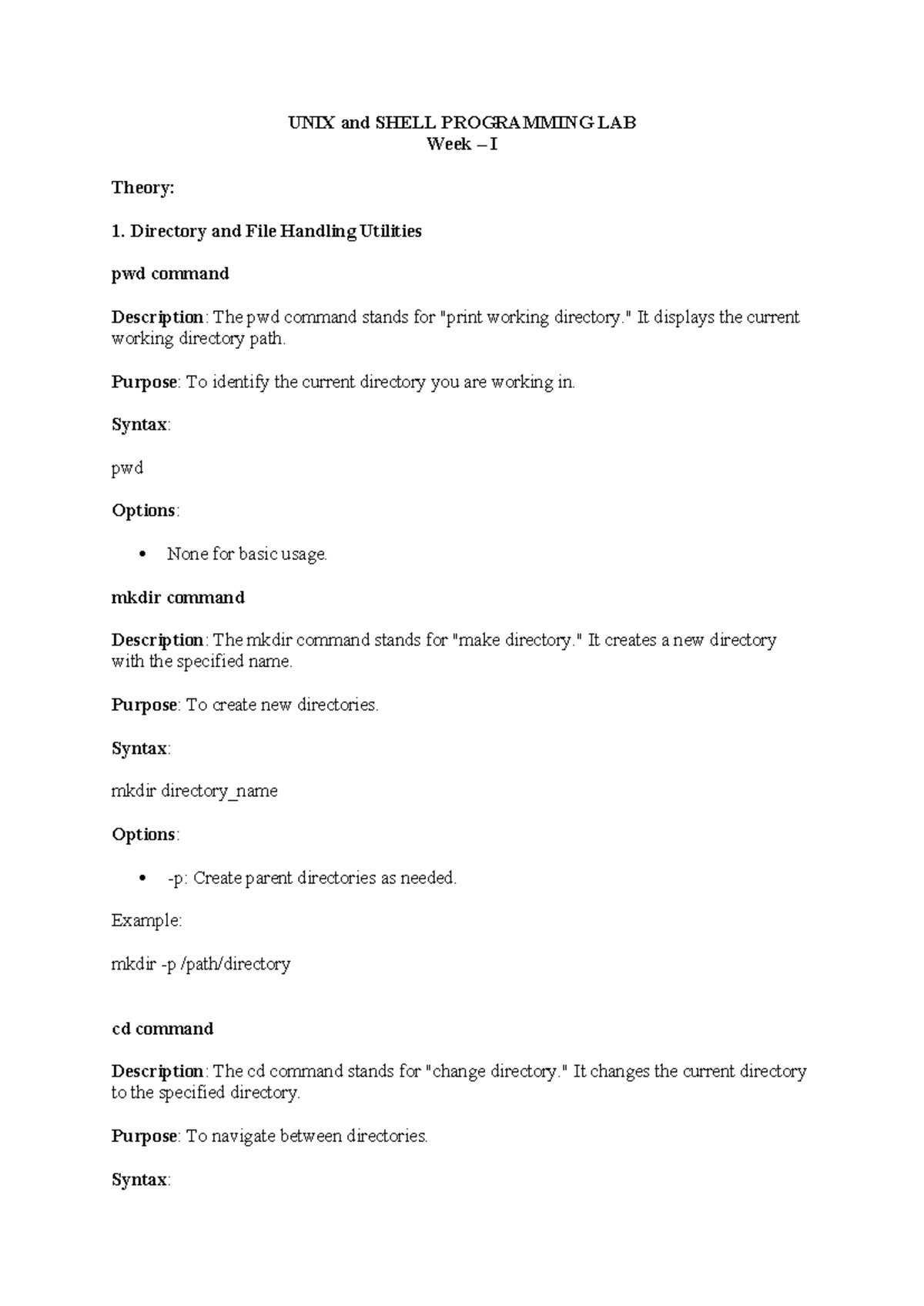 Week1 USP Lab - Lab Tasks along with solutions - UNIX and SHELL ...