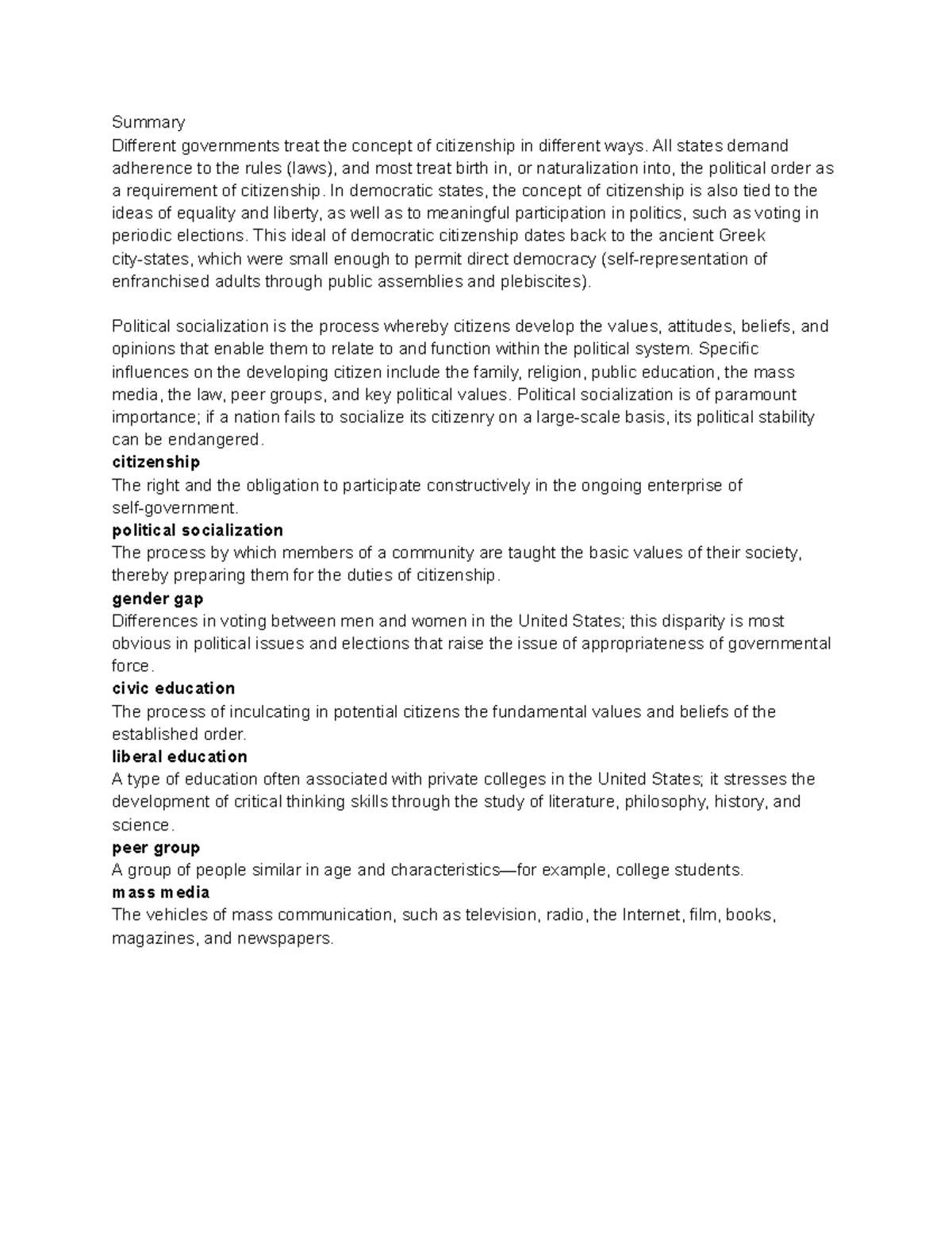 Chapter 10 keyterms and summary( Intro Political Science) - Google Docs ...