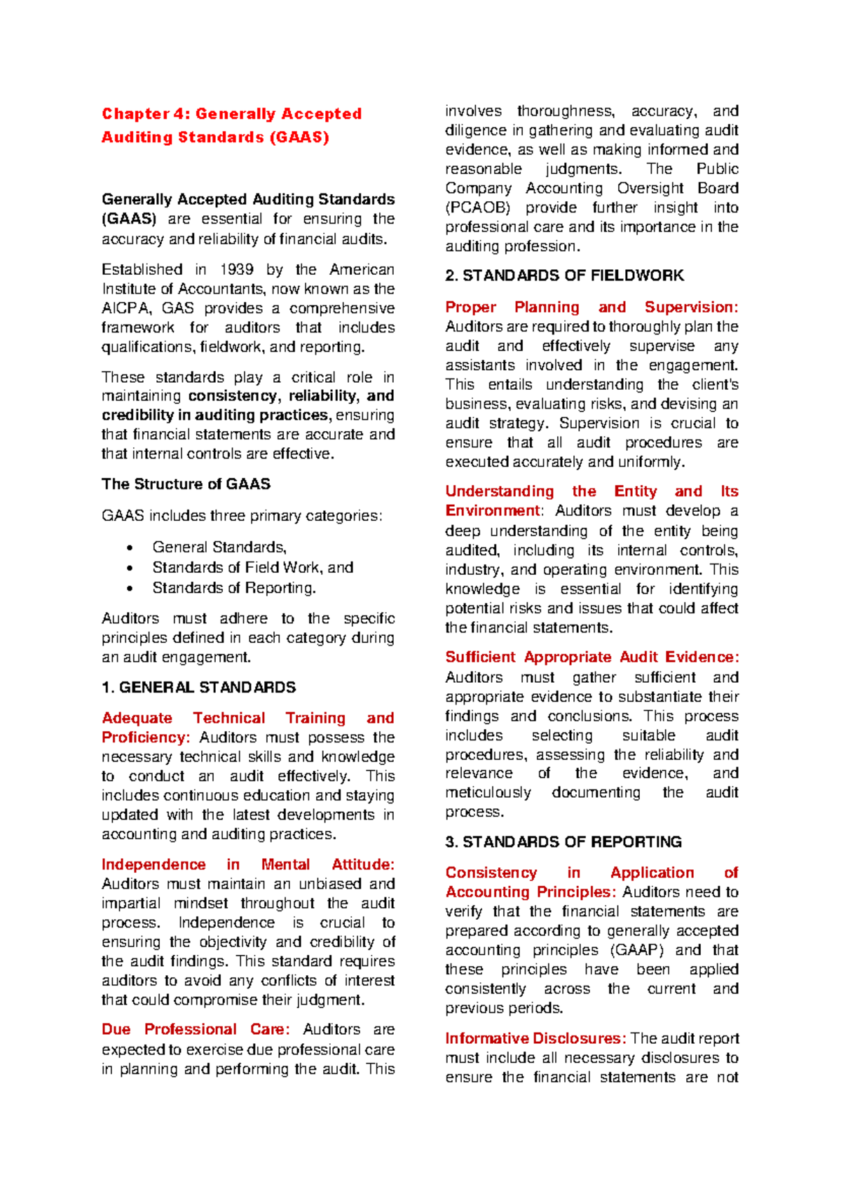 Chapter 4: Understanding GAAS - Generally Accepted Auditing Standards ...