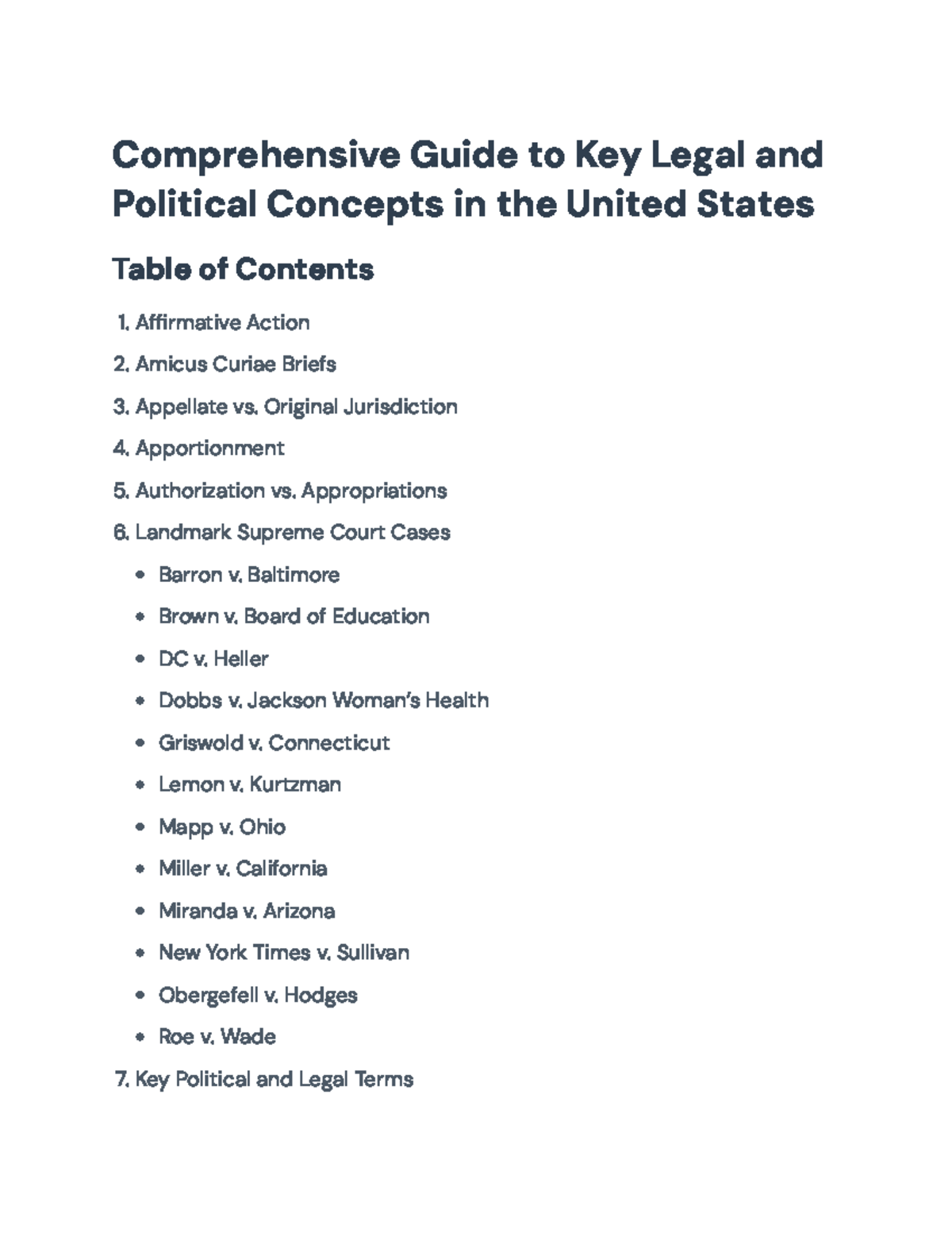 Comprehensive Guide to Key Legal & Political Concepts in the U.S ...