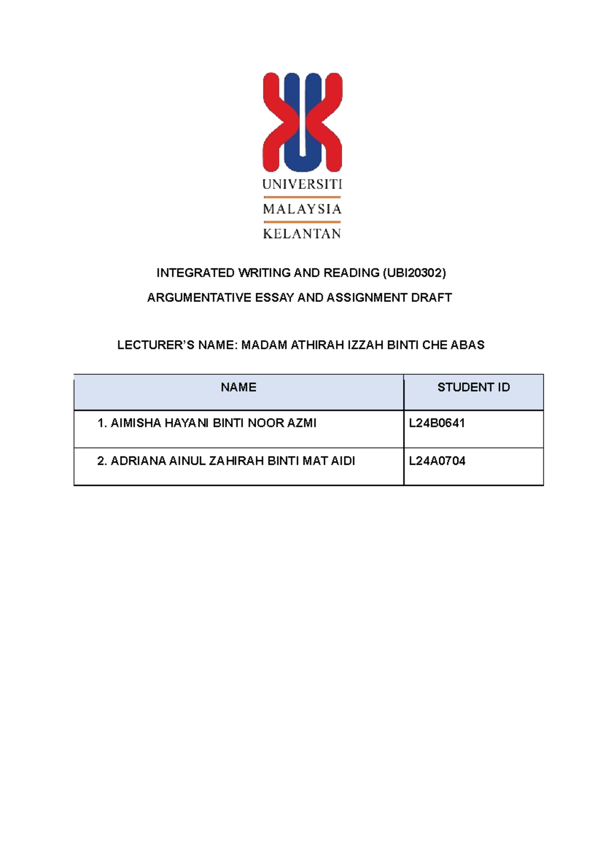 Argumentative Essay on Online vs. Physical Classes (UBI20302) - Studocu