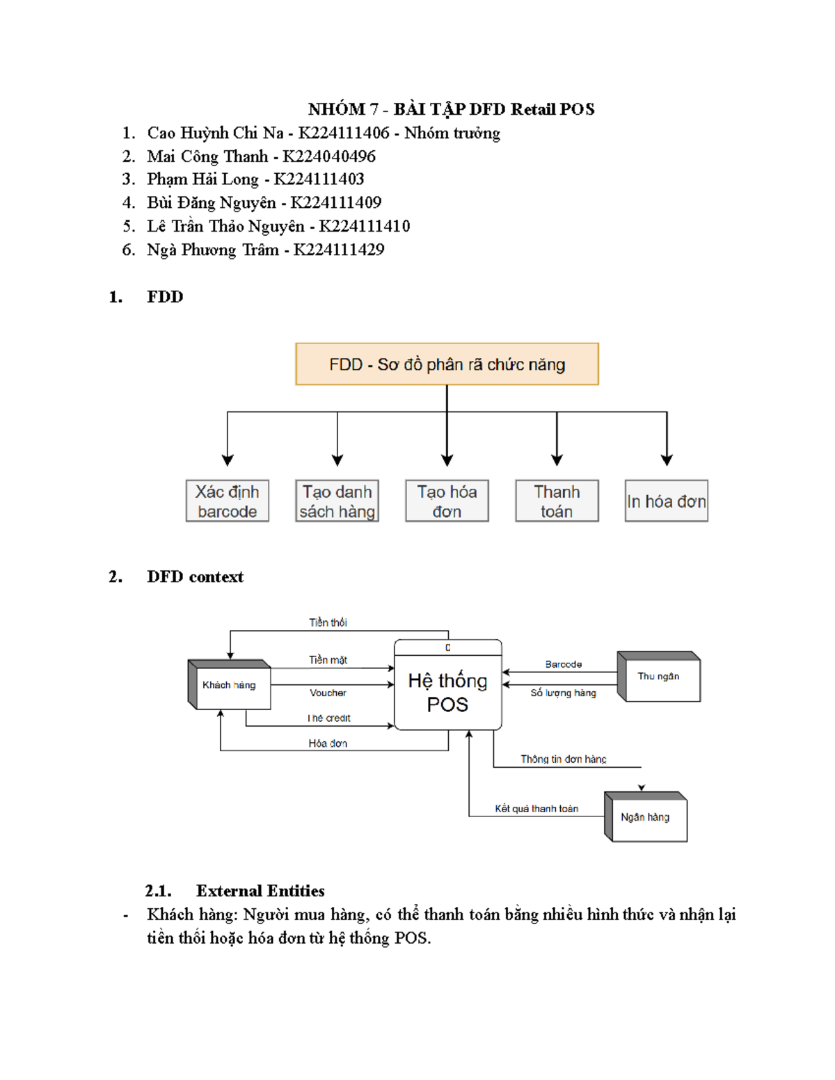 DFD retail POS - NHÓM 7 - BÀI TẬP DFD Retail POS Cao Huỳnh Chi Na ...