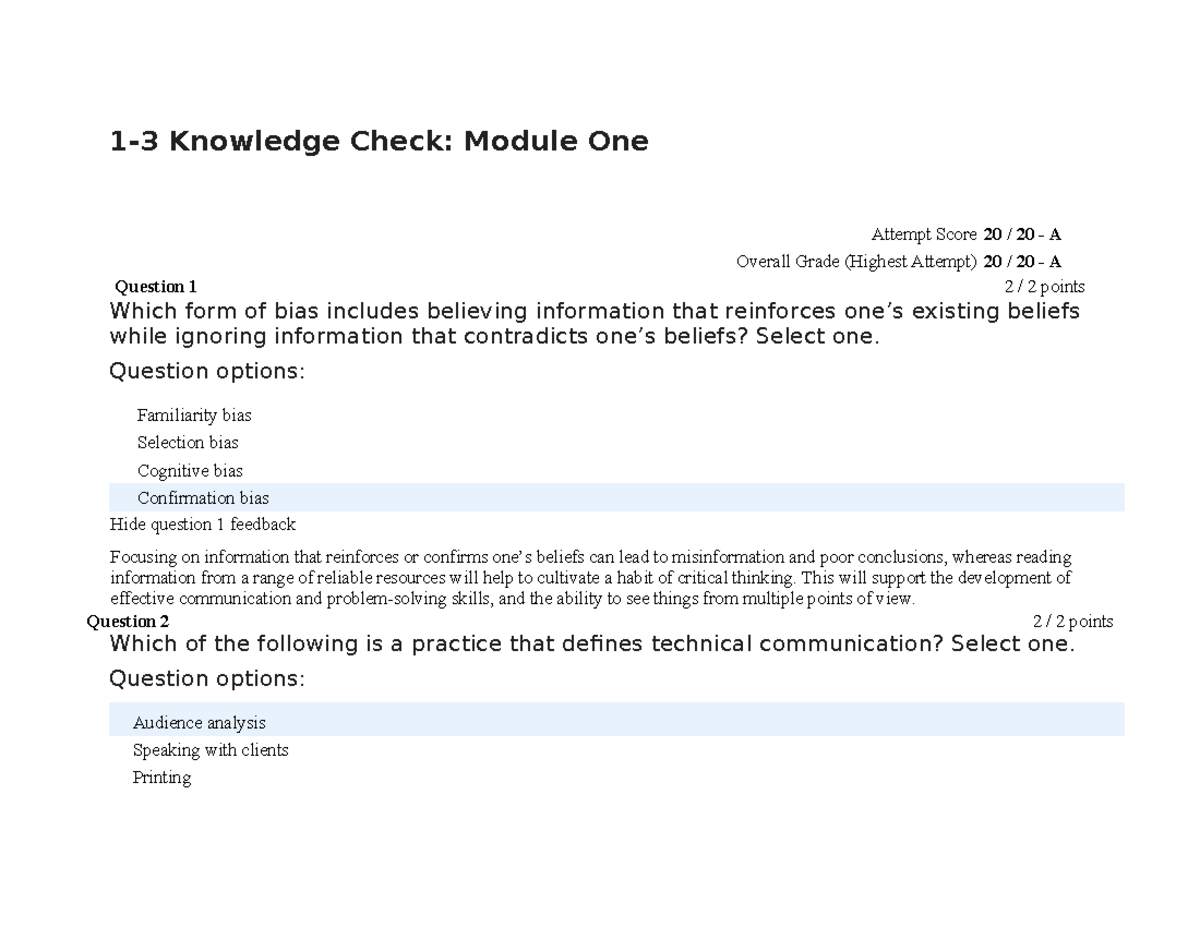 1-3 Knowledge Check: IT 226 Module One Overview and Insights - Studocu
