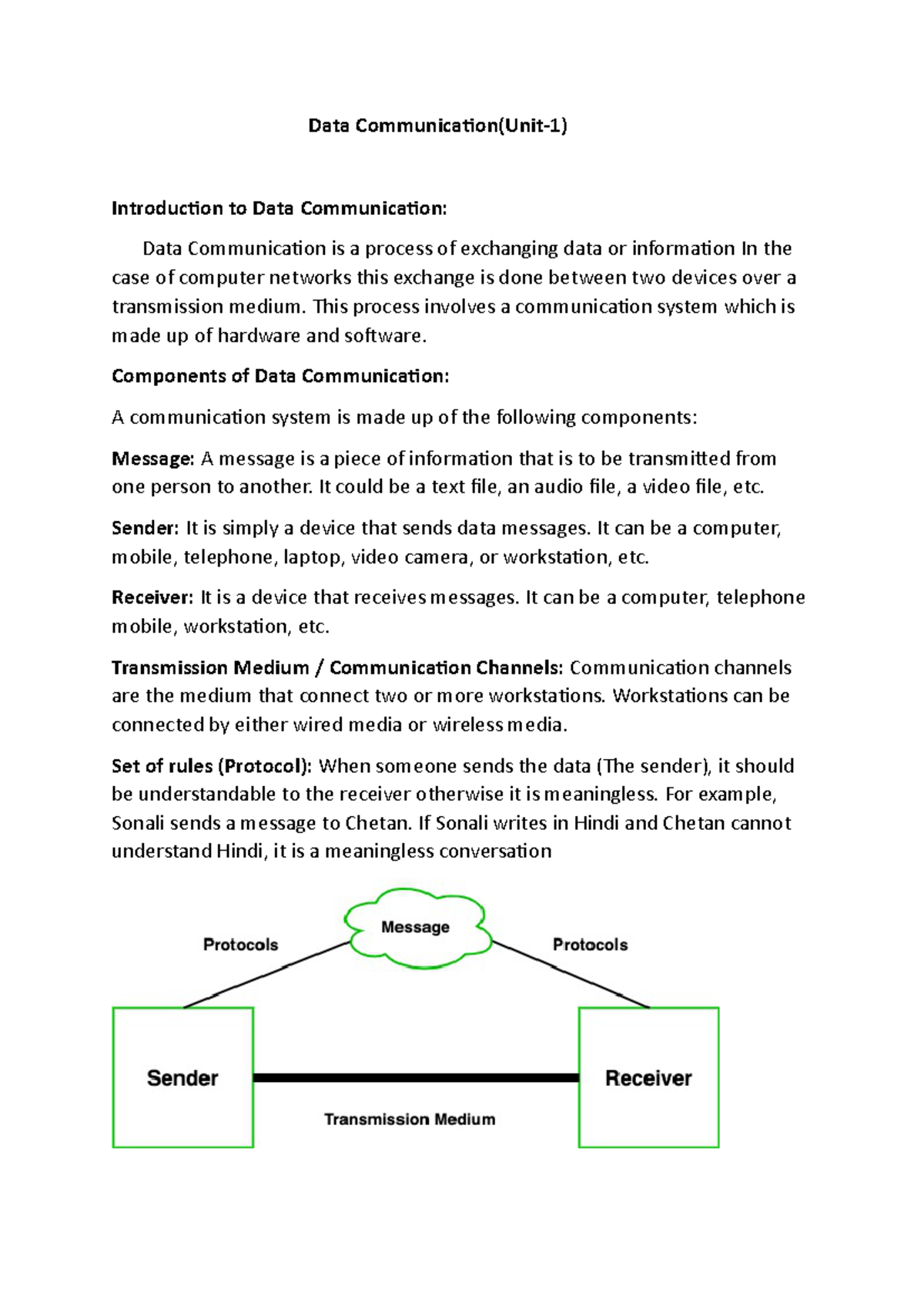 Data Communication Concepts: Unit 1 Overview and Key Components - Studocu