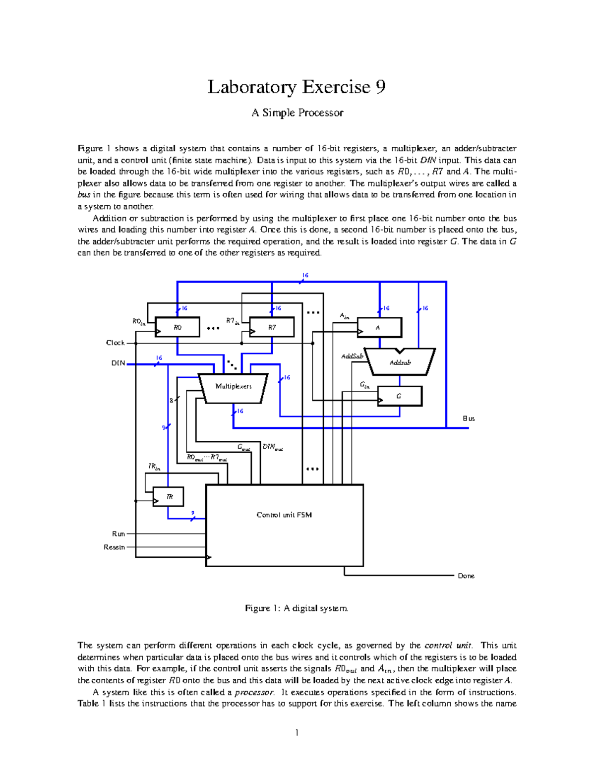 Lab9 Verilog - Abc - Laboratory Exercise 9 A Simple Processor Figure 1 shows a digital system ...