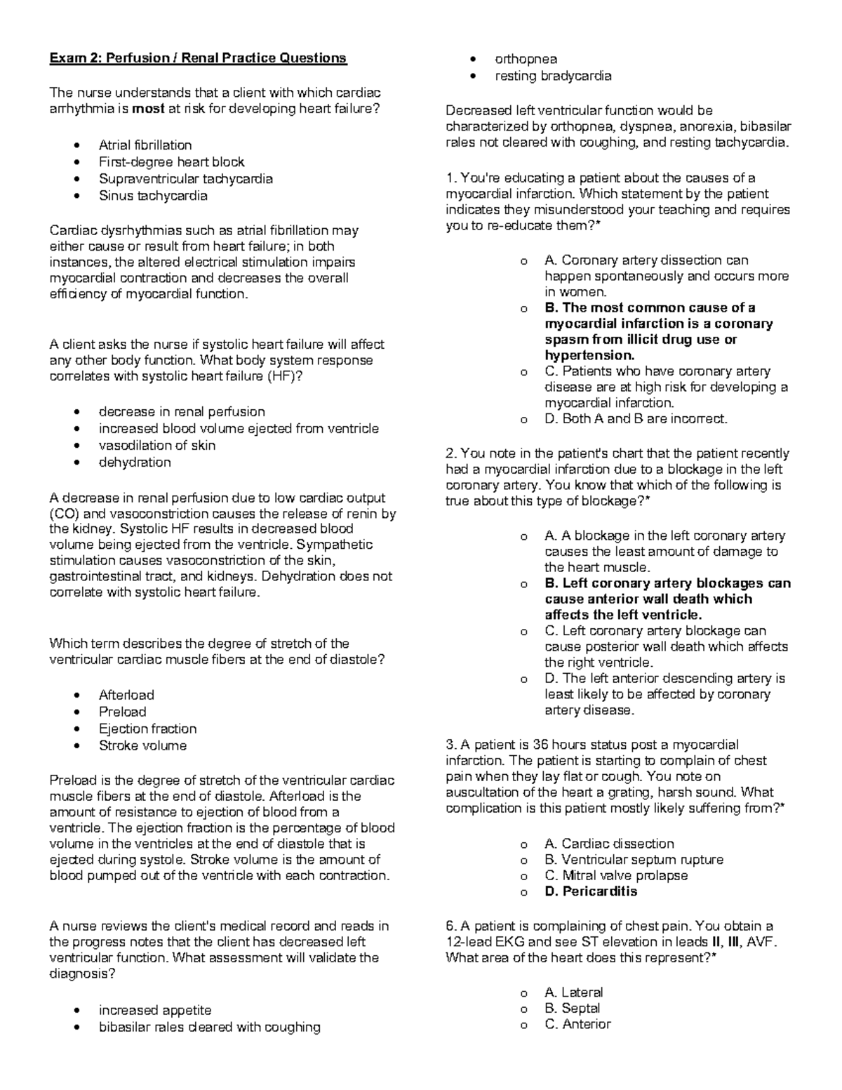 NCLEX Exam 2: Practice Questions on Perfusion & Renal Concepts - Studocu