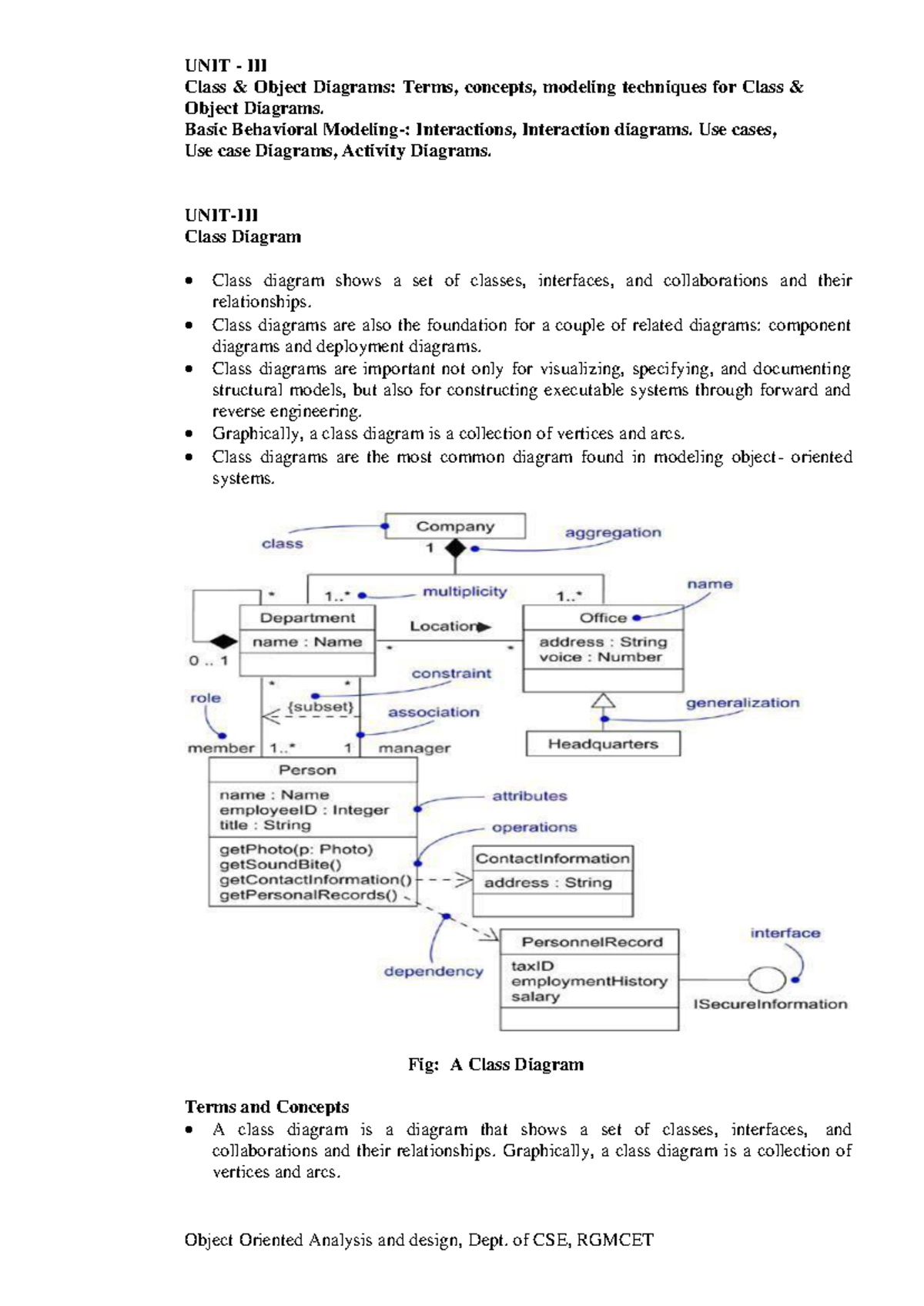 **UNIT-3-OOAD: Class & Object Diagrams and Basic Behavioral Modeling ...