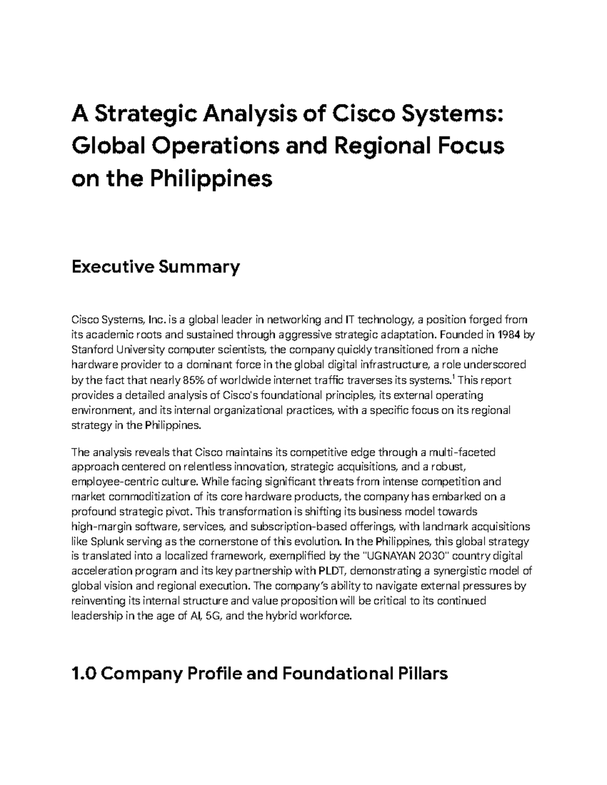 Strategic Analysis of Cisco Systems: Global & Philippines Focus (CSCO ...