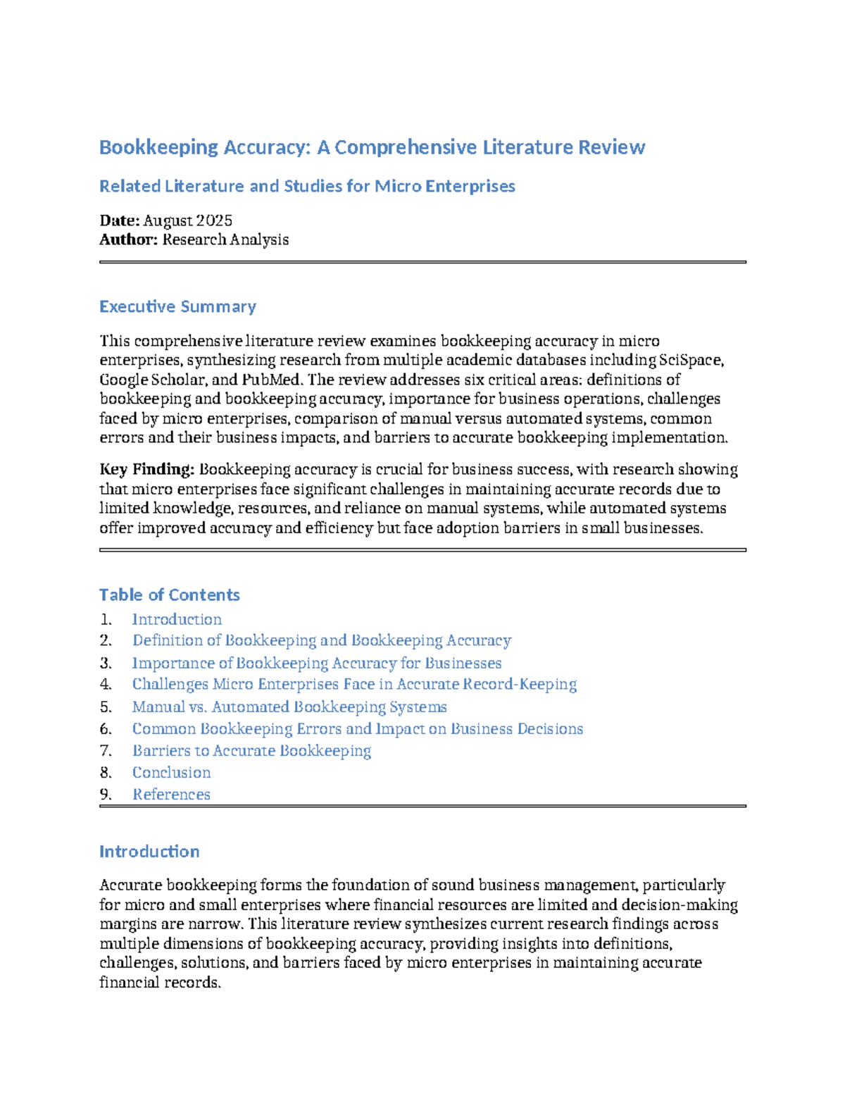 Micro Enterprises and Bookkeeping Accuracy: A Literature Review (2025 ...