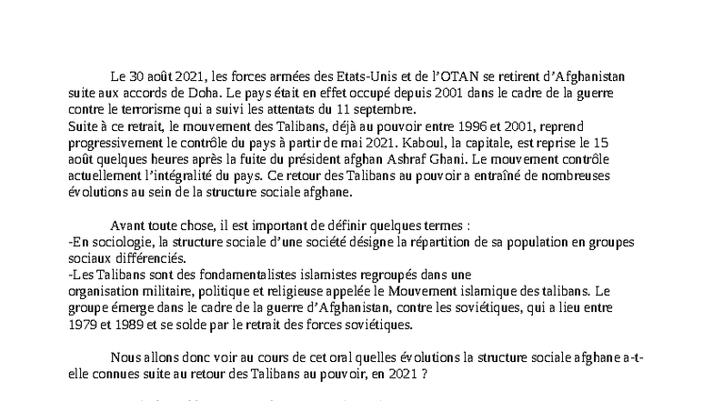 Évolutions de la Structure Sociale Afghane sous les Talibans (2021 ...