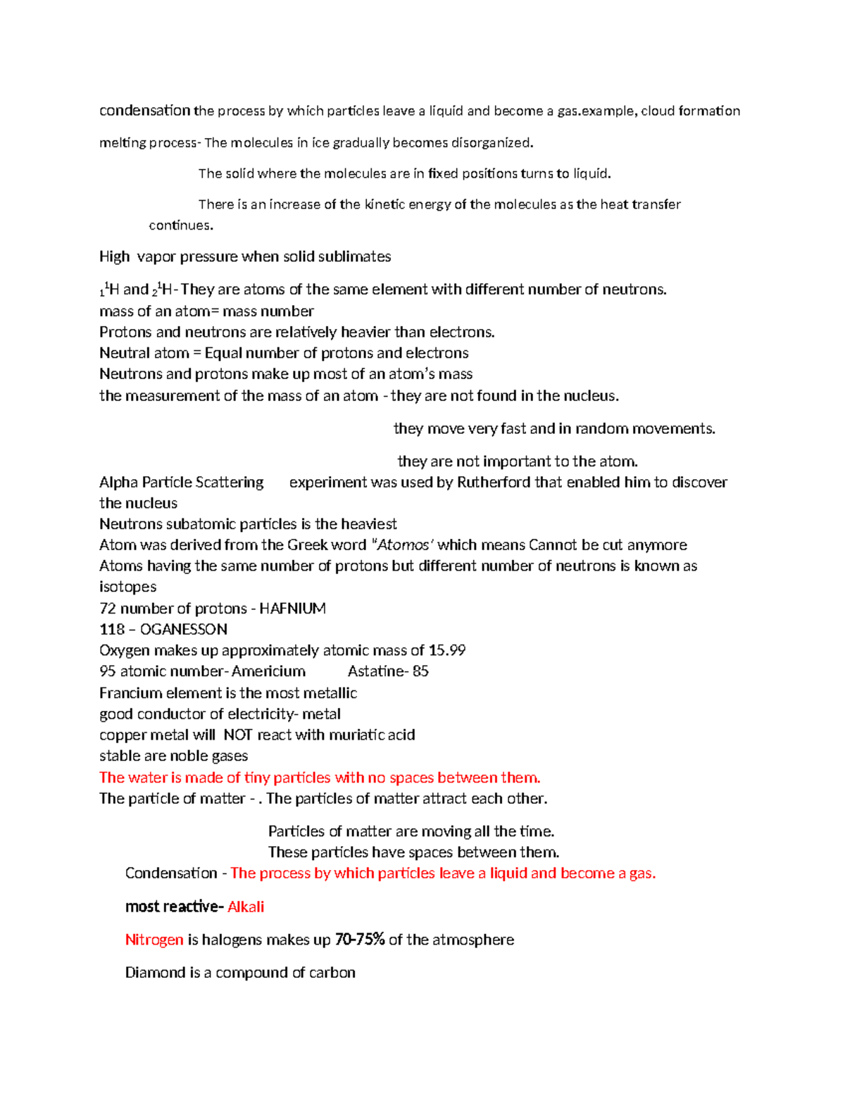 3rd Qtr Reviewer: Condensation & Particle Behavior in Science - Studocu