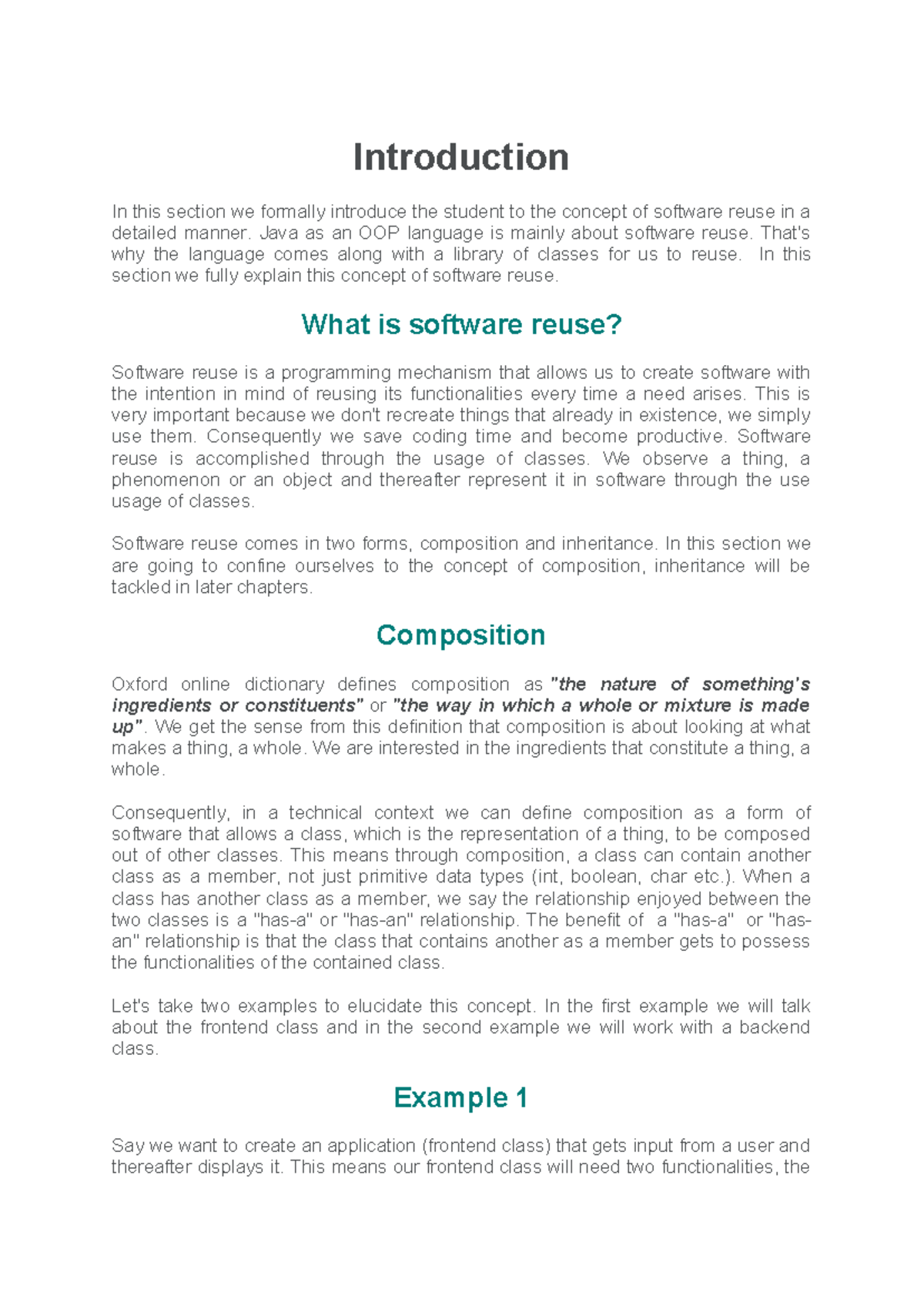 Lesson 2: Understanding Software Reuse & Composition in OOP - Studocu