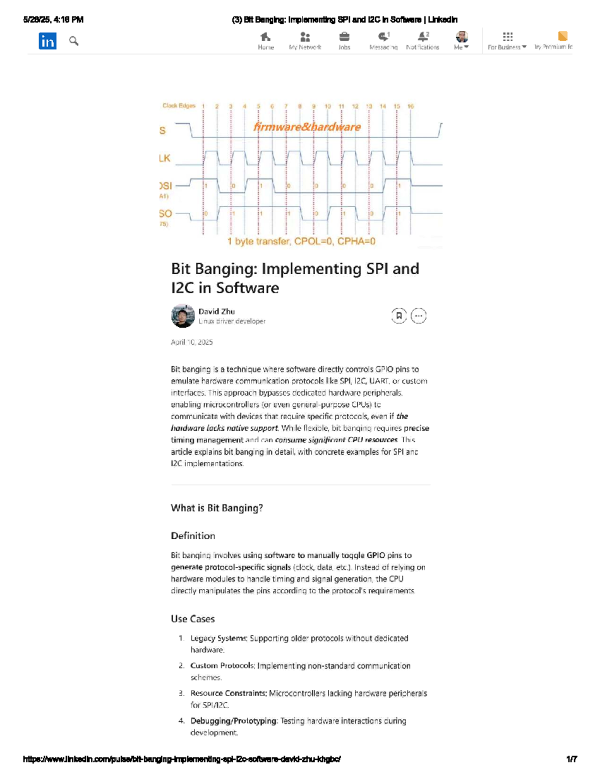 Bit Banging Techniques for SPI and I2C Protocols - Training Document ...