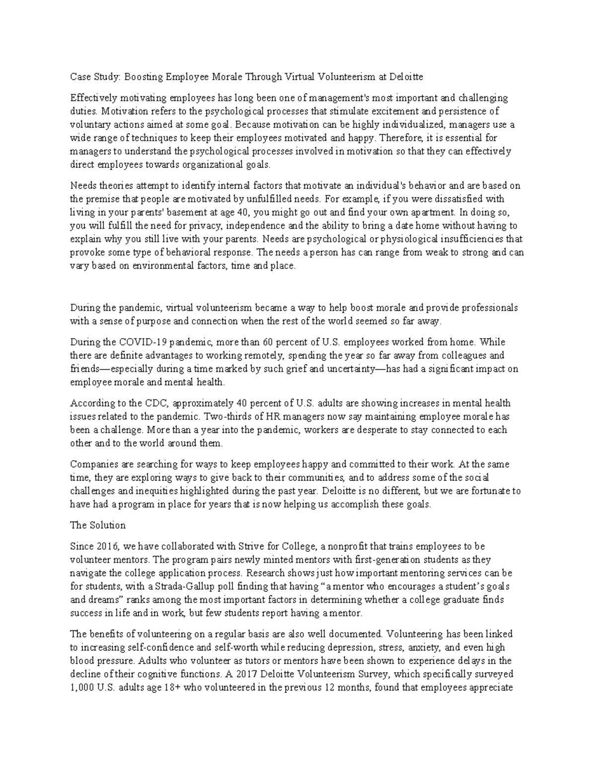 Case Study: Enhancing Employee Morale via Virtual Volunteerism at ...