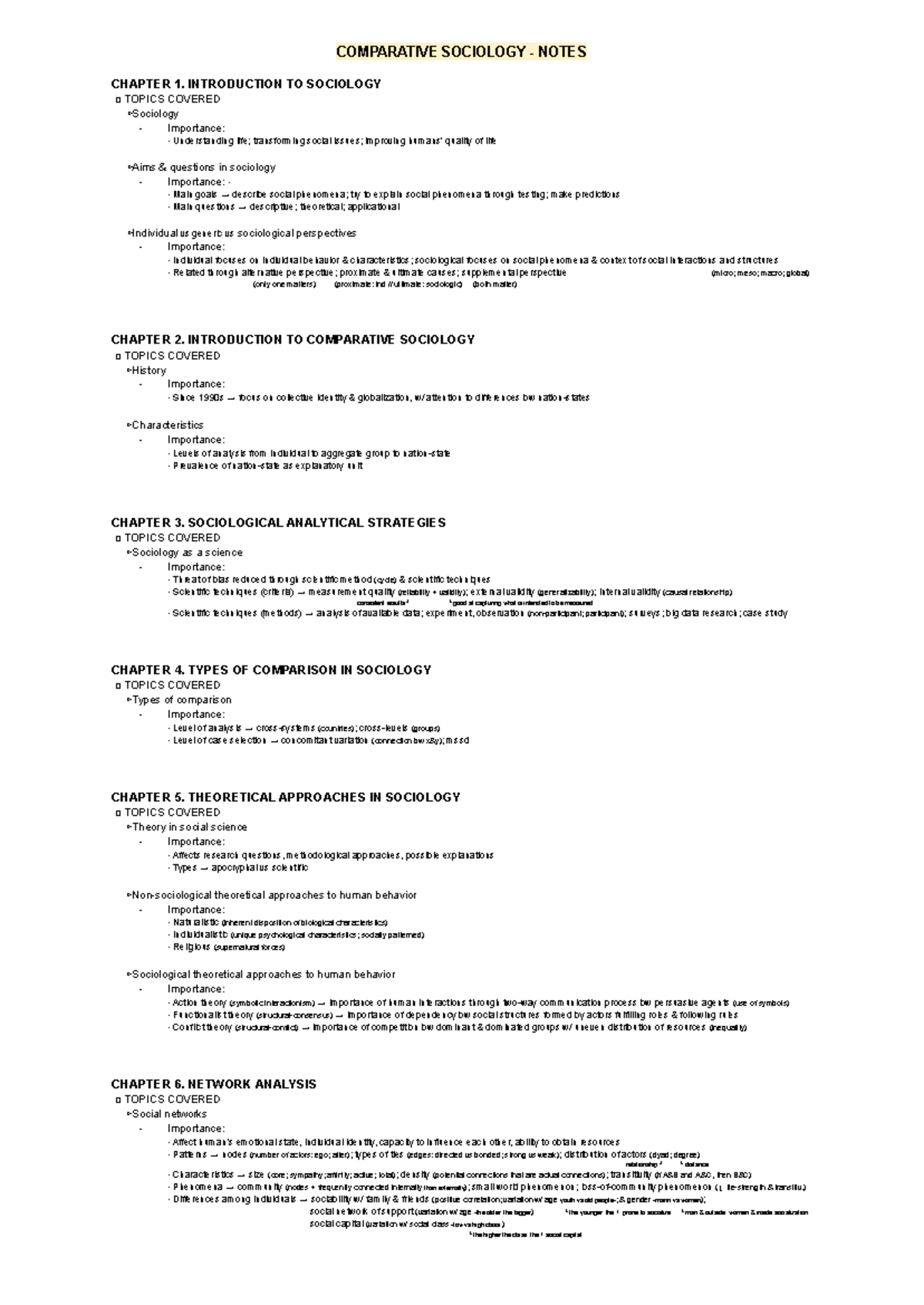 CS - Comparative Sociology Final Exam Notes: Key Concepts & Theories ...
