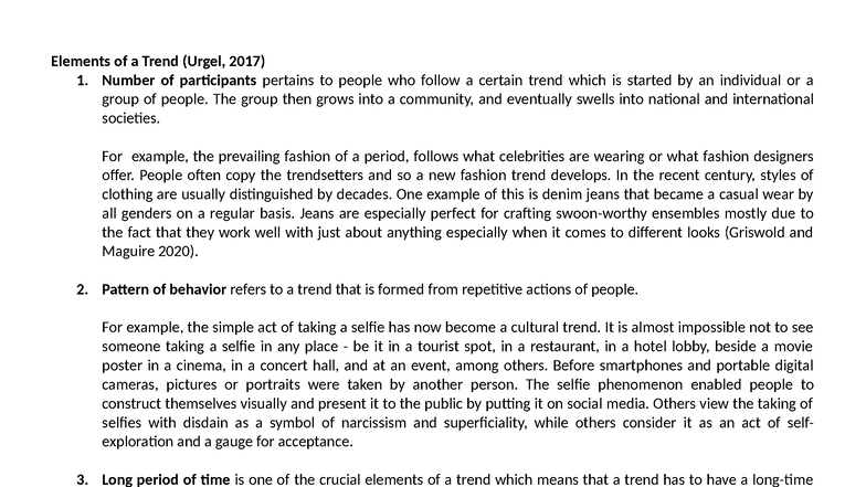 Lesson 2: Key Elements of a Trend in Society - Studocu