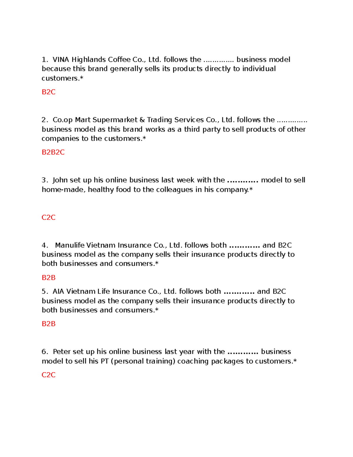 Business Models Analysis: B2C, B2B, C2C, and More - Studocu
