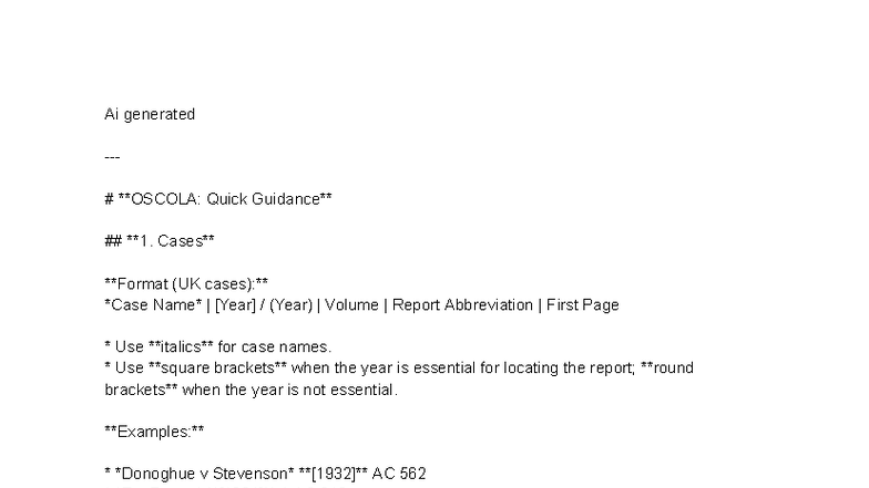 OSCOLA Citation Guide: Quick Reference for Legal Documents - Studocu