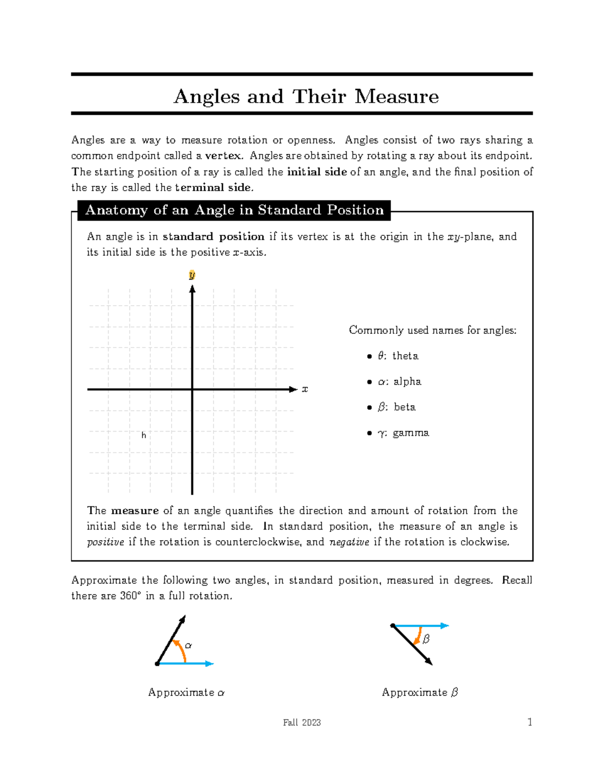 Understanding Angles and Their Measurements in Geometry - Studocu