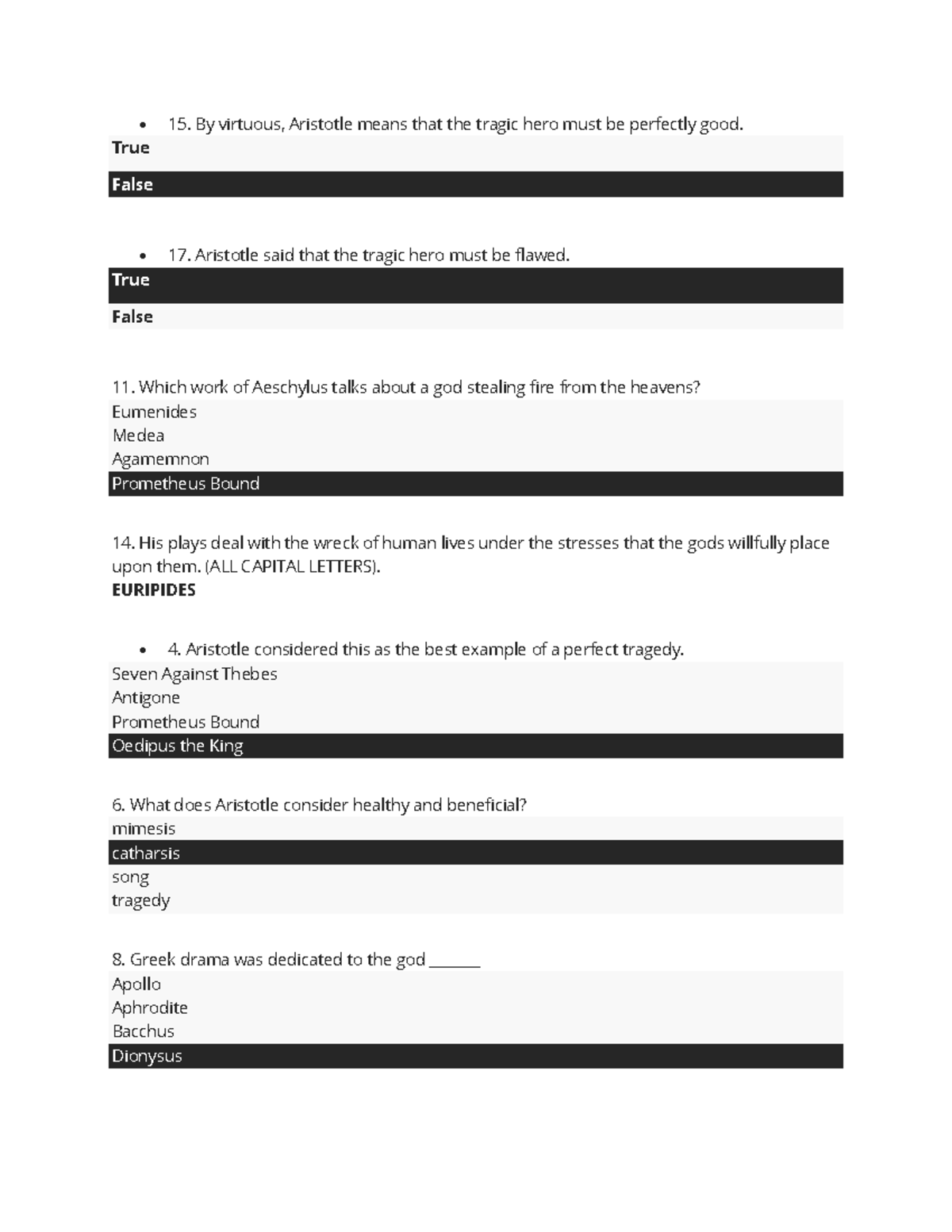 Aristotle's Tragedy Concepts - Study Guide for LIT101 Exam - Studocu