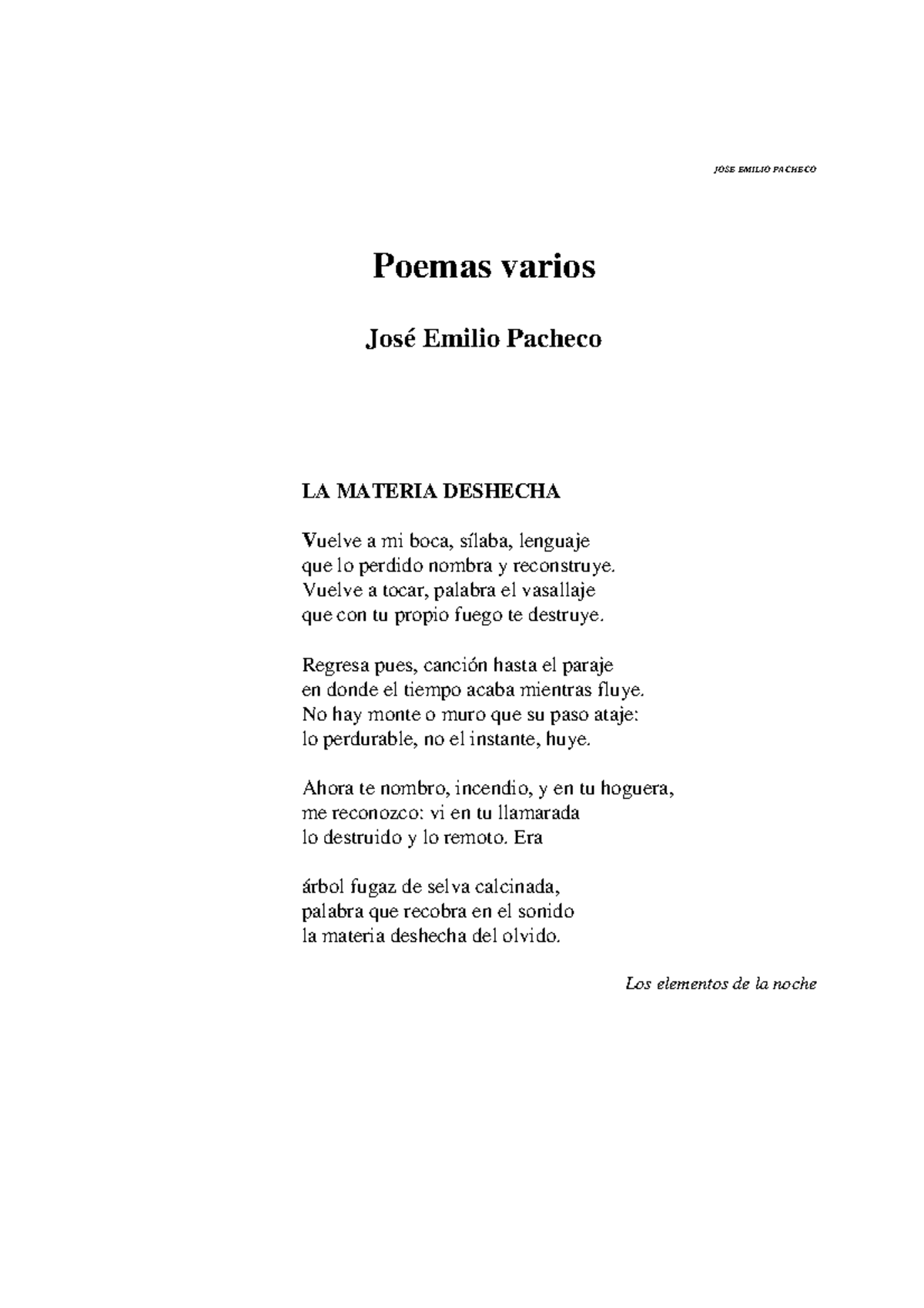 Antología de Poemas de Alta Traición - José Emilio Pacheco - Studocu