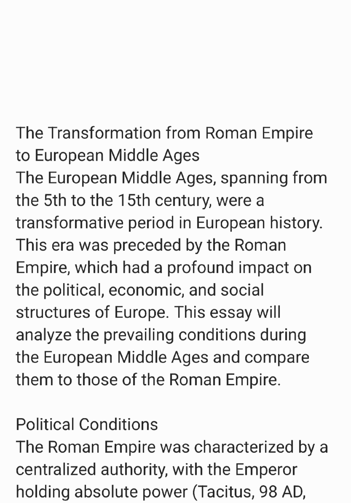 The Transition from Roman Empire to Medieval Europe: A Comparative ...
