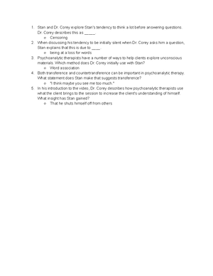 Chapter 4 Quiz - Ego psychology theorists view therapy in terms of ...