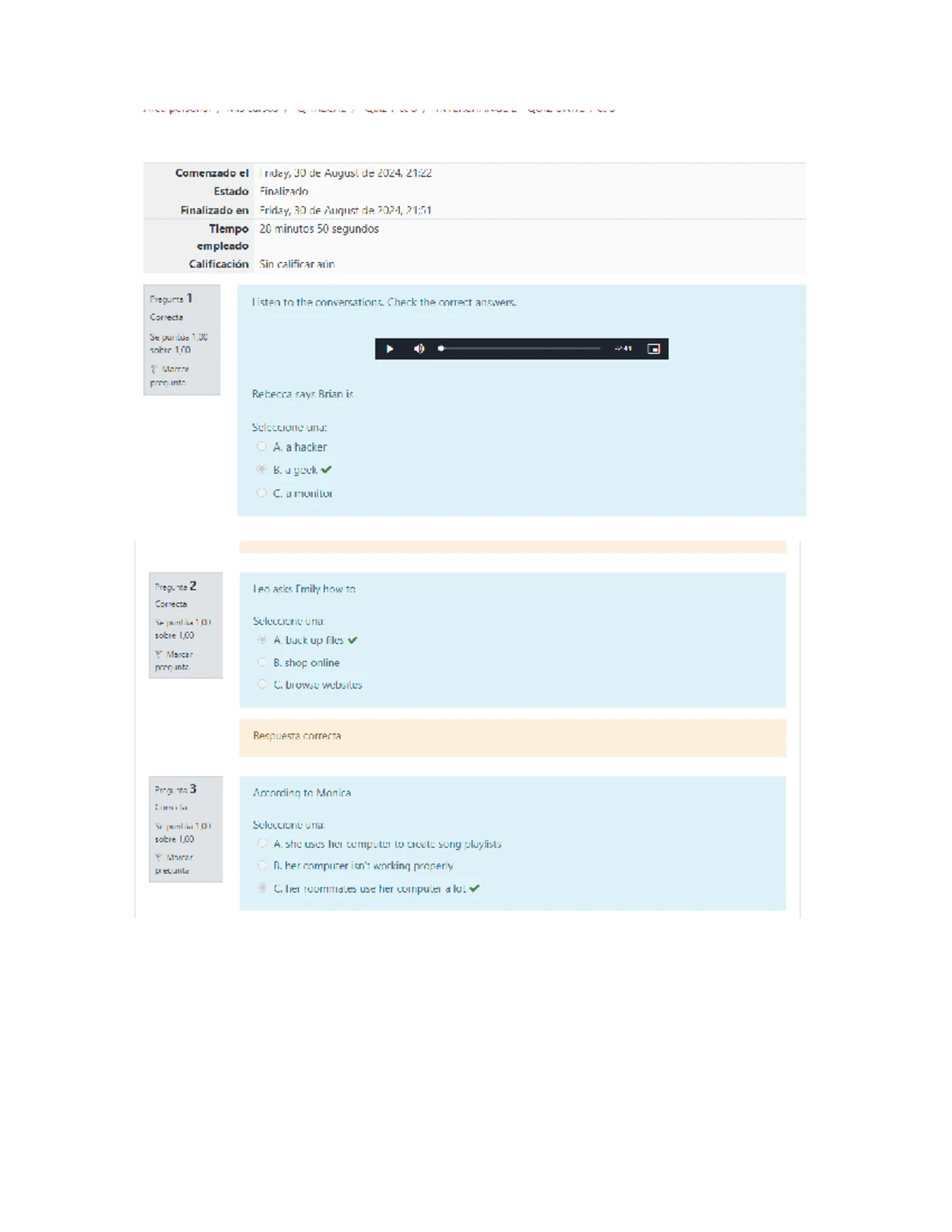 Interchange 1 - Quiz Units 9 & 10 Assessment Report - Studocu