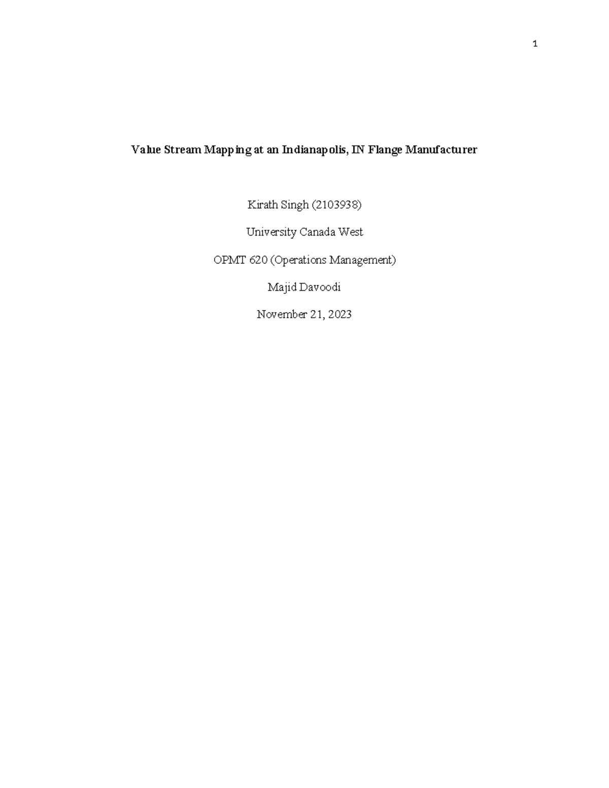 Case Study - VSM Analysis for Operations Improvement in OPMT 620 - Studocu