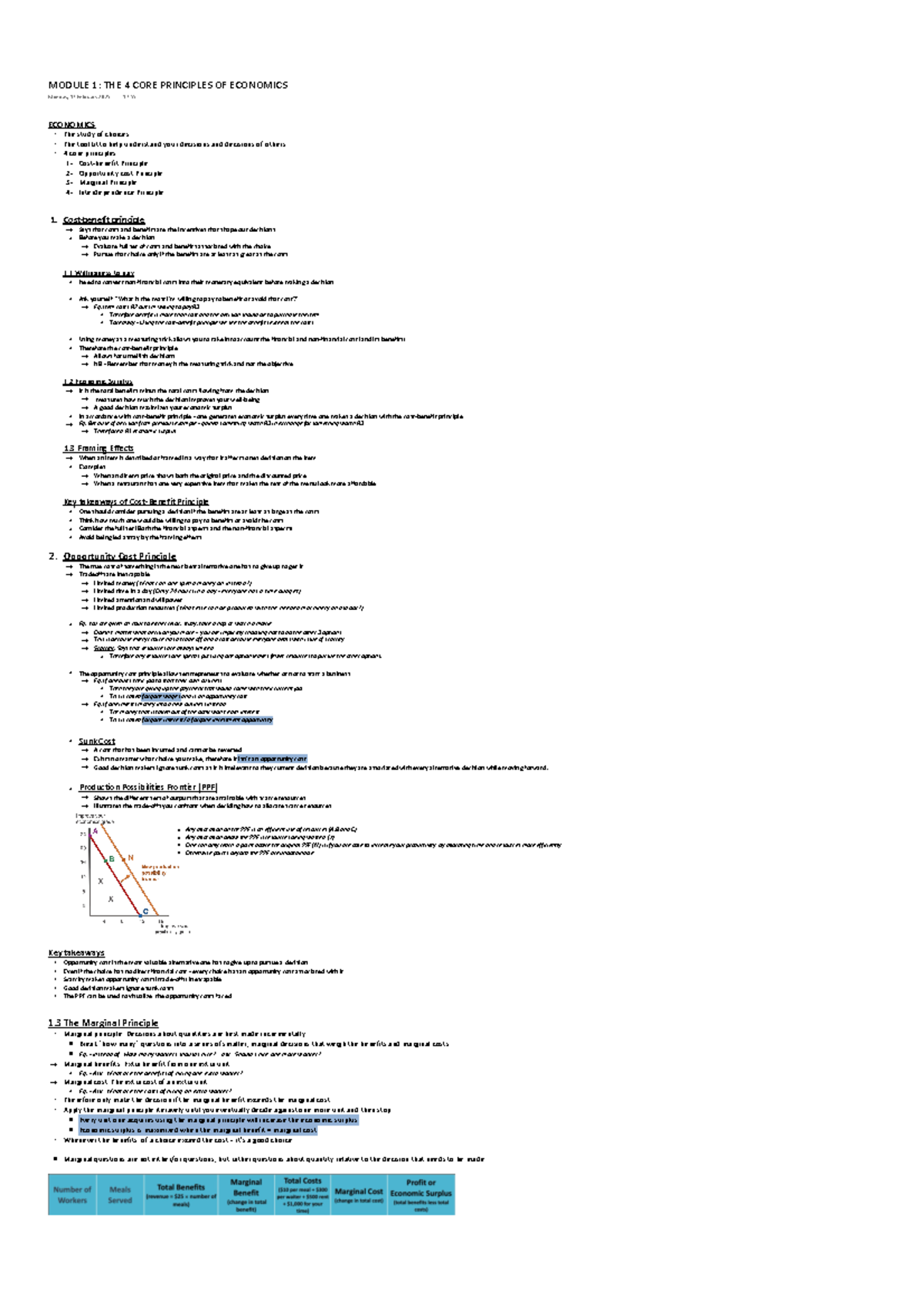 Module 1 THE 4 CORE Principles OF Economics - ECONOMICS → The study of ...