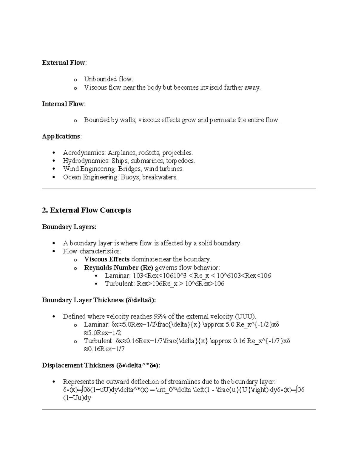 Module 6 and 7 notes - External Flow: o Unbounded flow. o Viscous flow ...