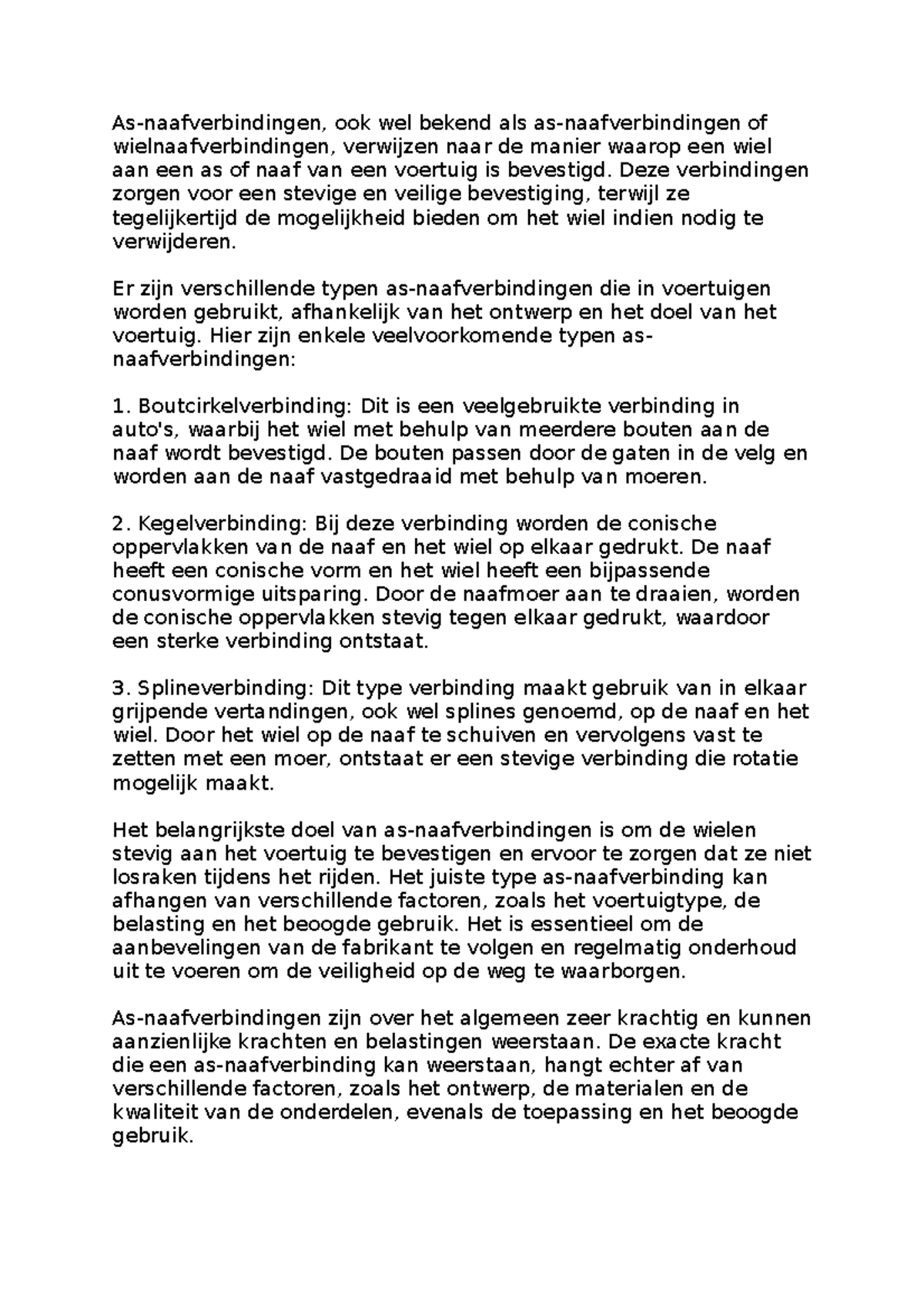 As-Naafverbindingen: Types, Voordelen en Onderhoudstips - Studocu