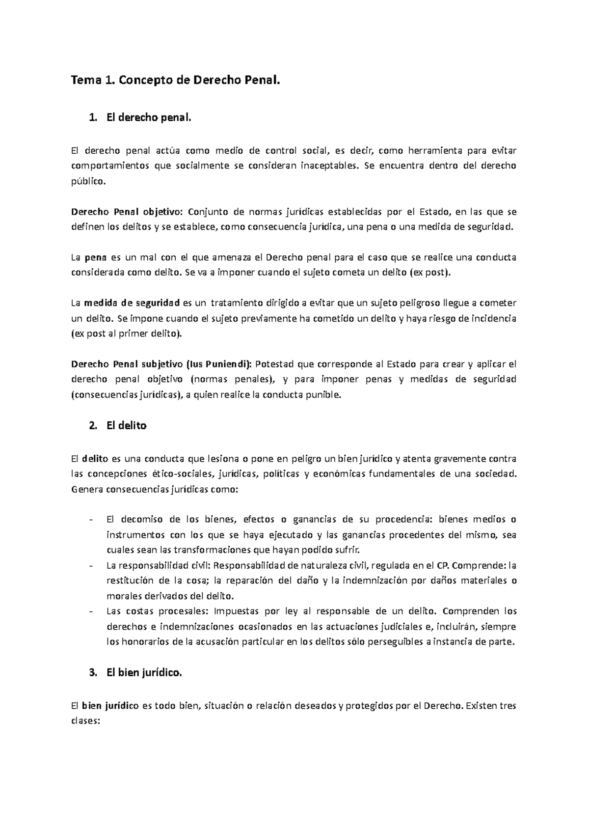 Resumen de Derecho Penal T1: Conceptos Clave y Definiciones - Studocu