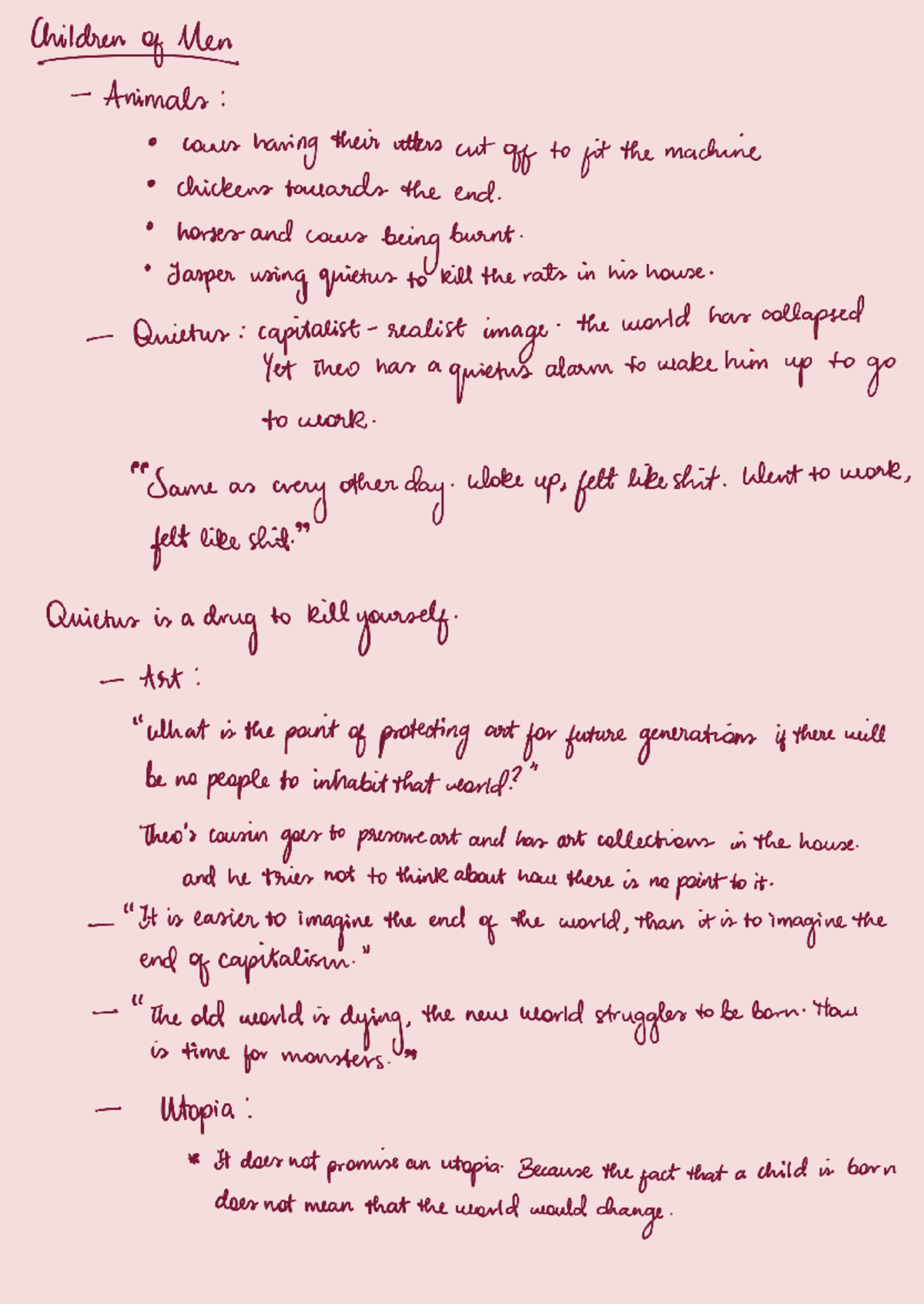 Children of Men: Themes of Despair and Utopia in Film Analysis - Studocu