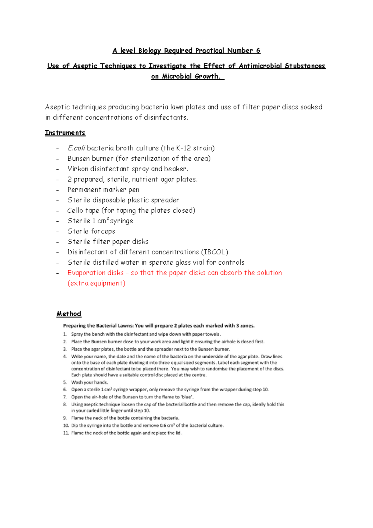A Level Biology Required Practical 6: Aseptic Techniques ...