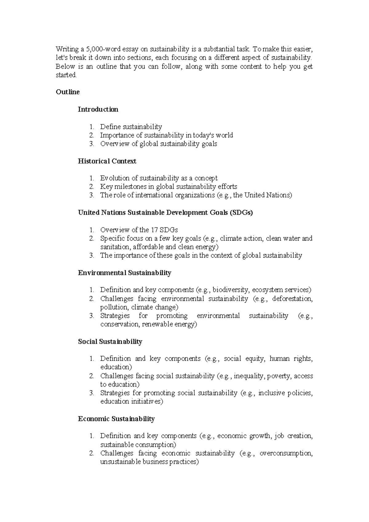 Essay on SDG - Exploring Sustainability and Global Goals - Studocu