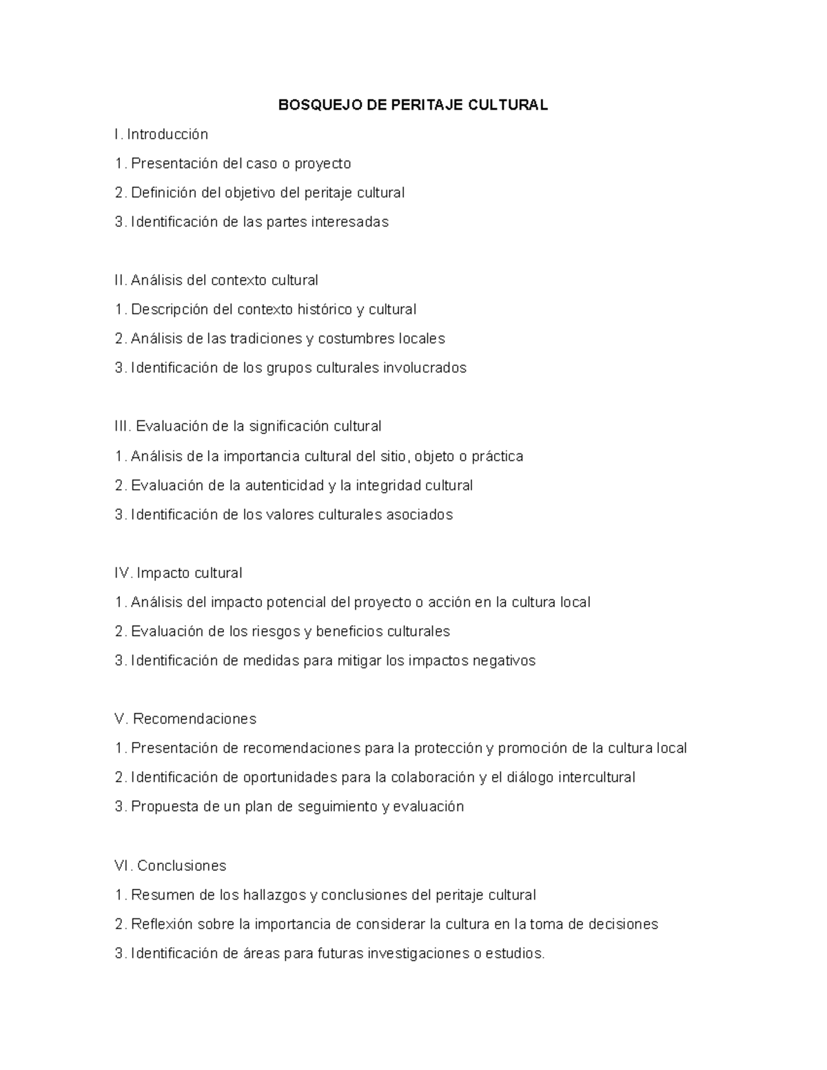 Bosquejo DE Peritaje Cultural - BOSQUEJO DE PERITAJE CULTURAL I ...