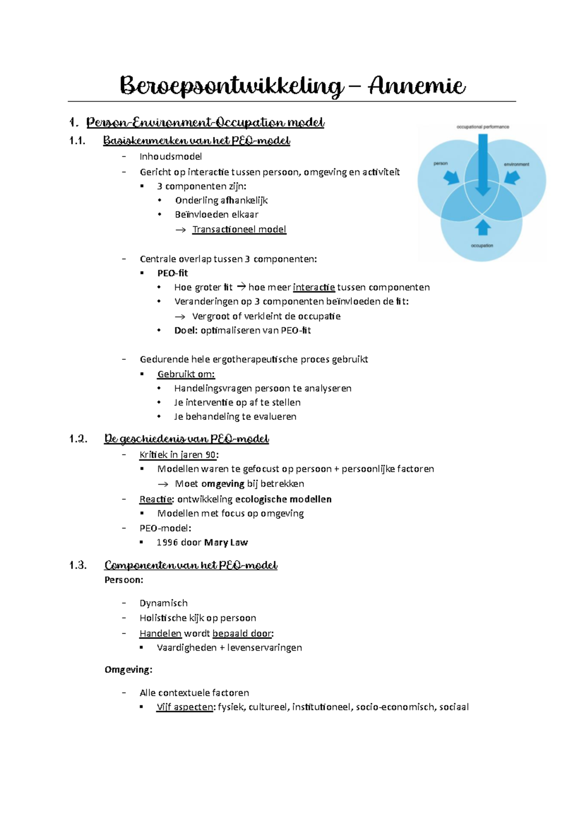 Beroepsontwikkeling Annemie: Transactioneel Model en Ergotherapie ...