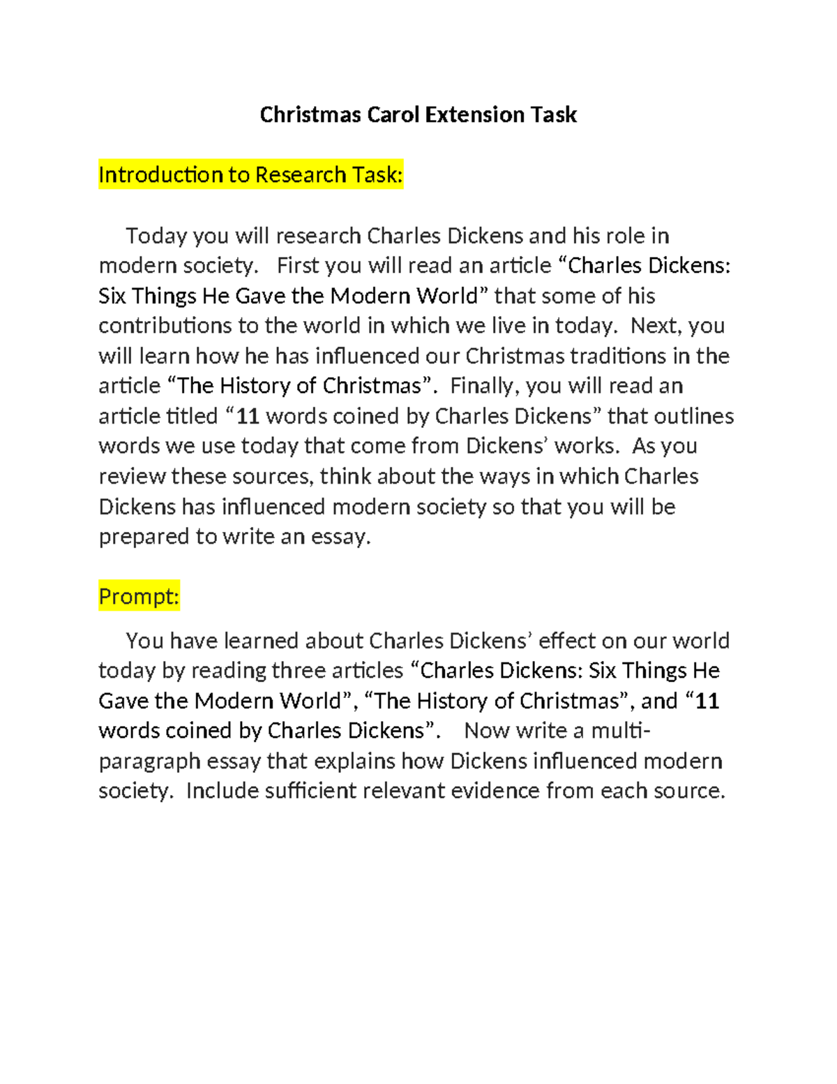 Dinah Wild - 1. Prompt: Christmas Carol Extension Task - Christmas ...