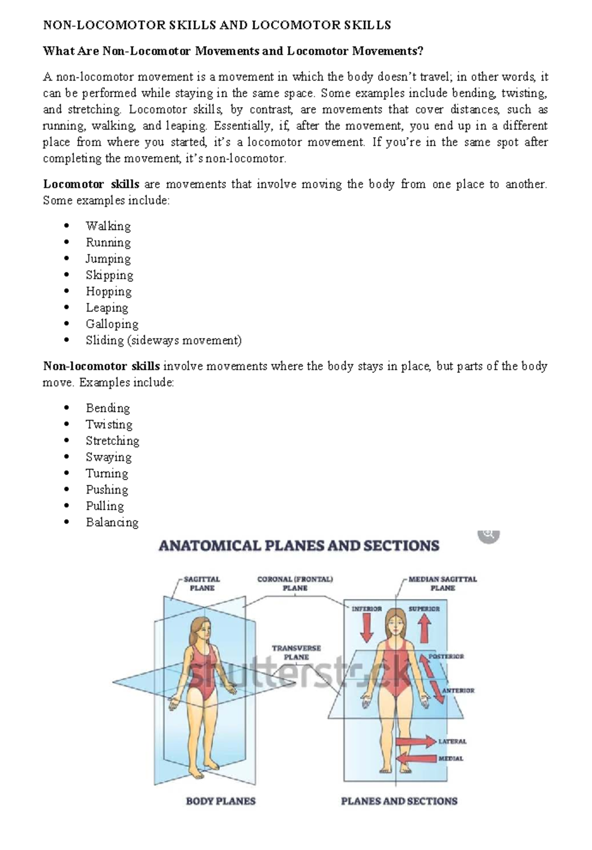 Locomotor Skills and Movements: A Comprehensive Lecture - Studocu