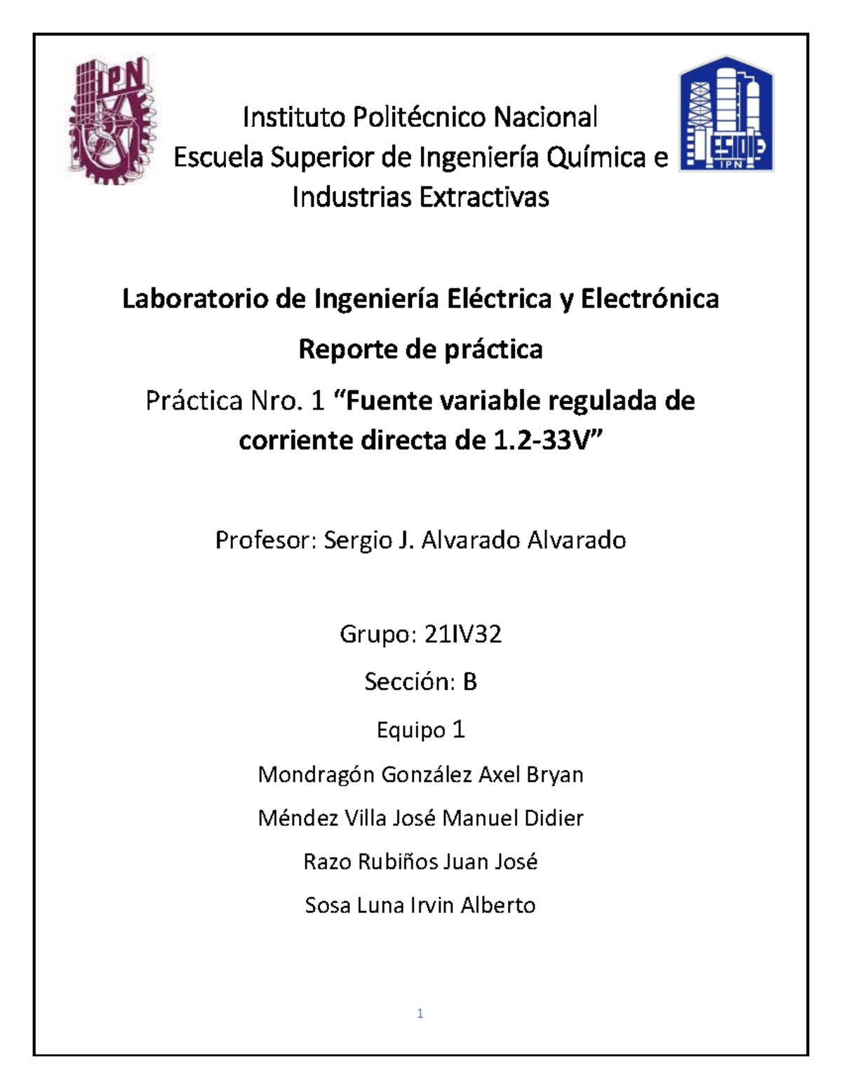 Reporte de Práctica 1: Fuente Variable Regulada de Corriente Directa ...