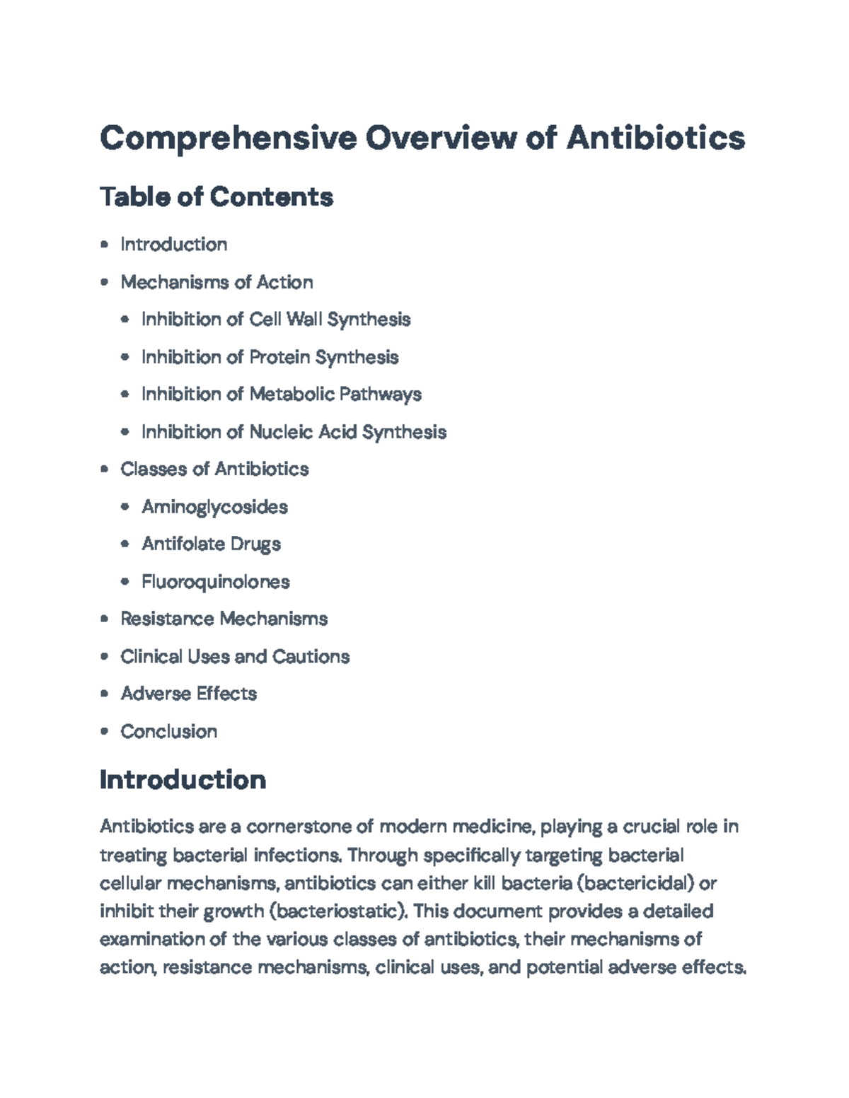 Comprehensive Overview of Antibiotics: Mechanisms, Uses, and Resistance ...