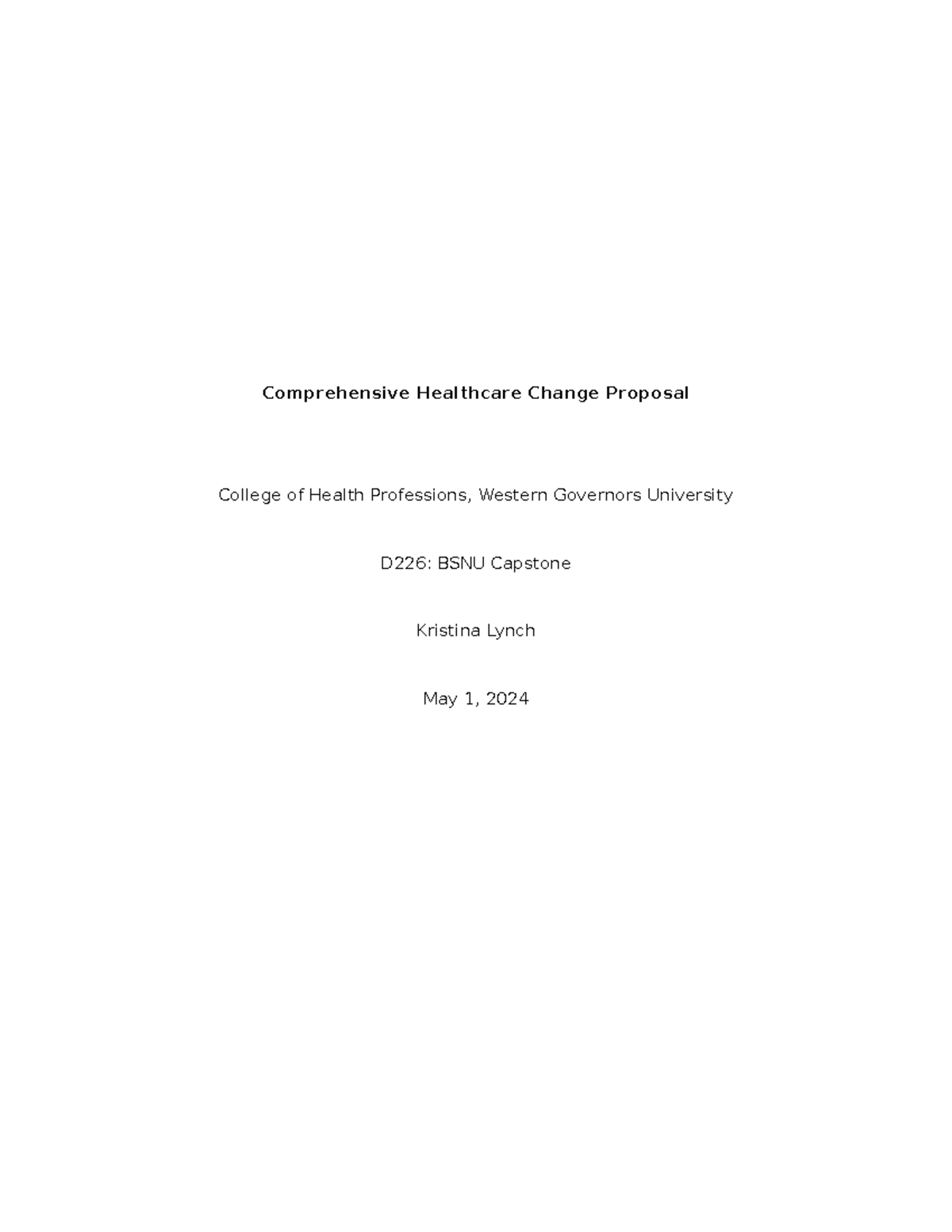 D226: Healthcare Change Proposal for Pressure Injury Prevention - Final ...