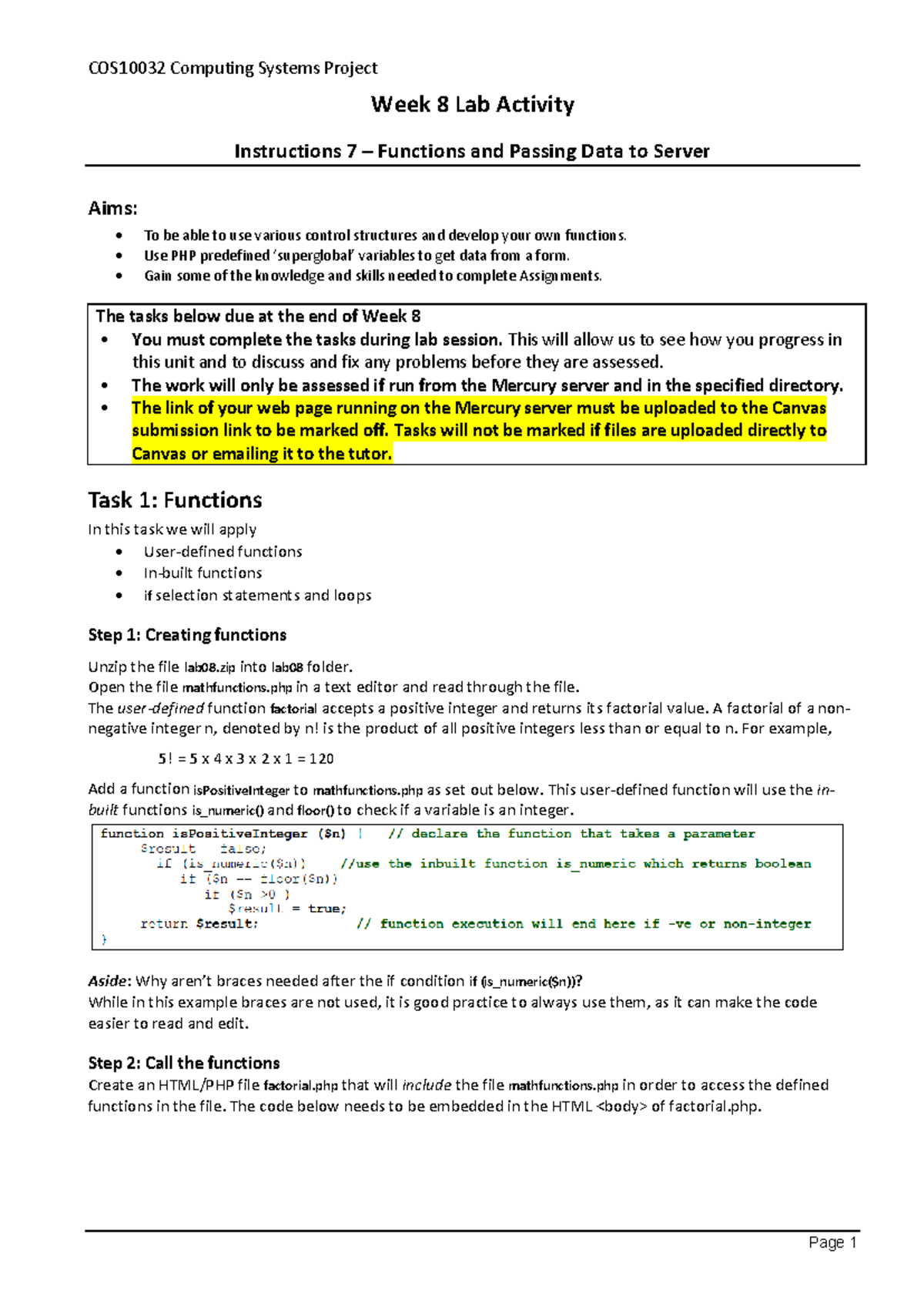 Instruction 07 - week 8 all tutorial works - COS10032 Computing Systems ...