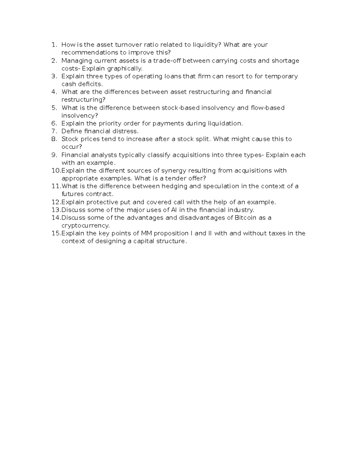 FIN 301: Theory for Final Exam - Key Concepts and Recommendations - Studocu